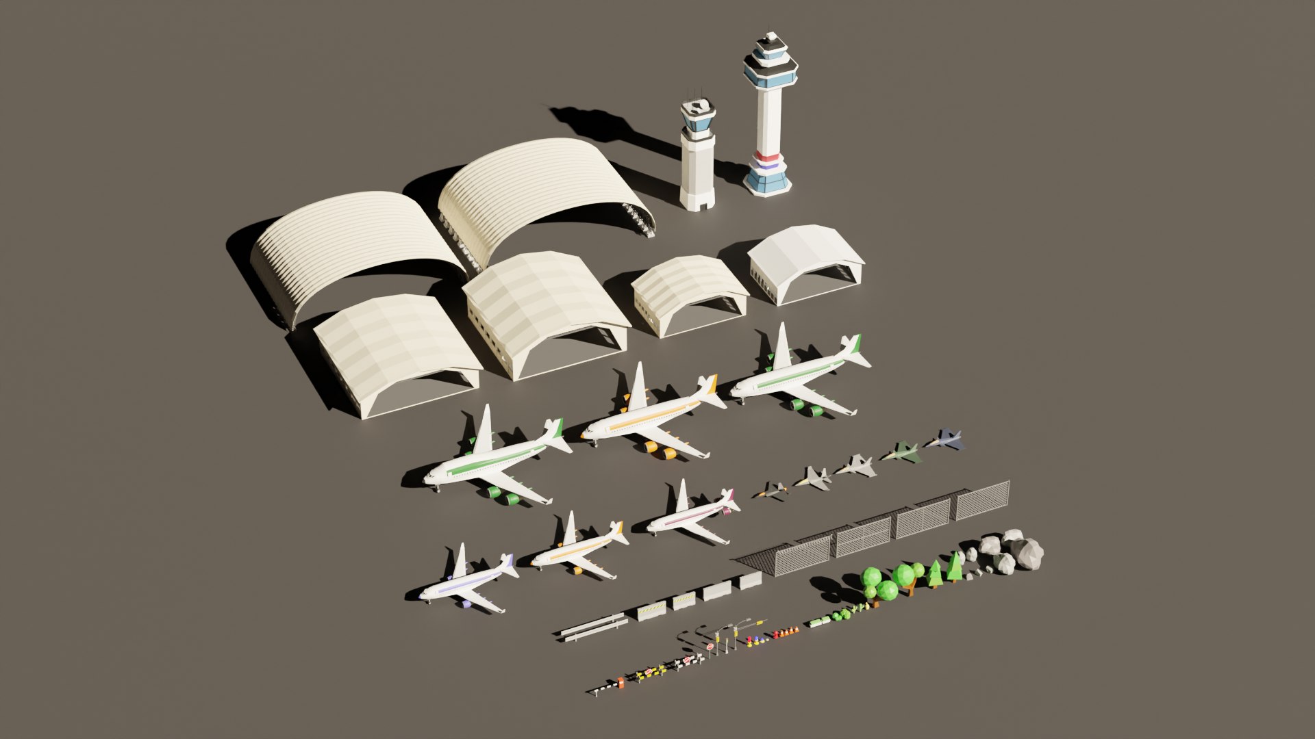 3D Low Poly Airport Collection Low-poly 3D Game Asset Model ...