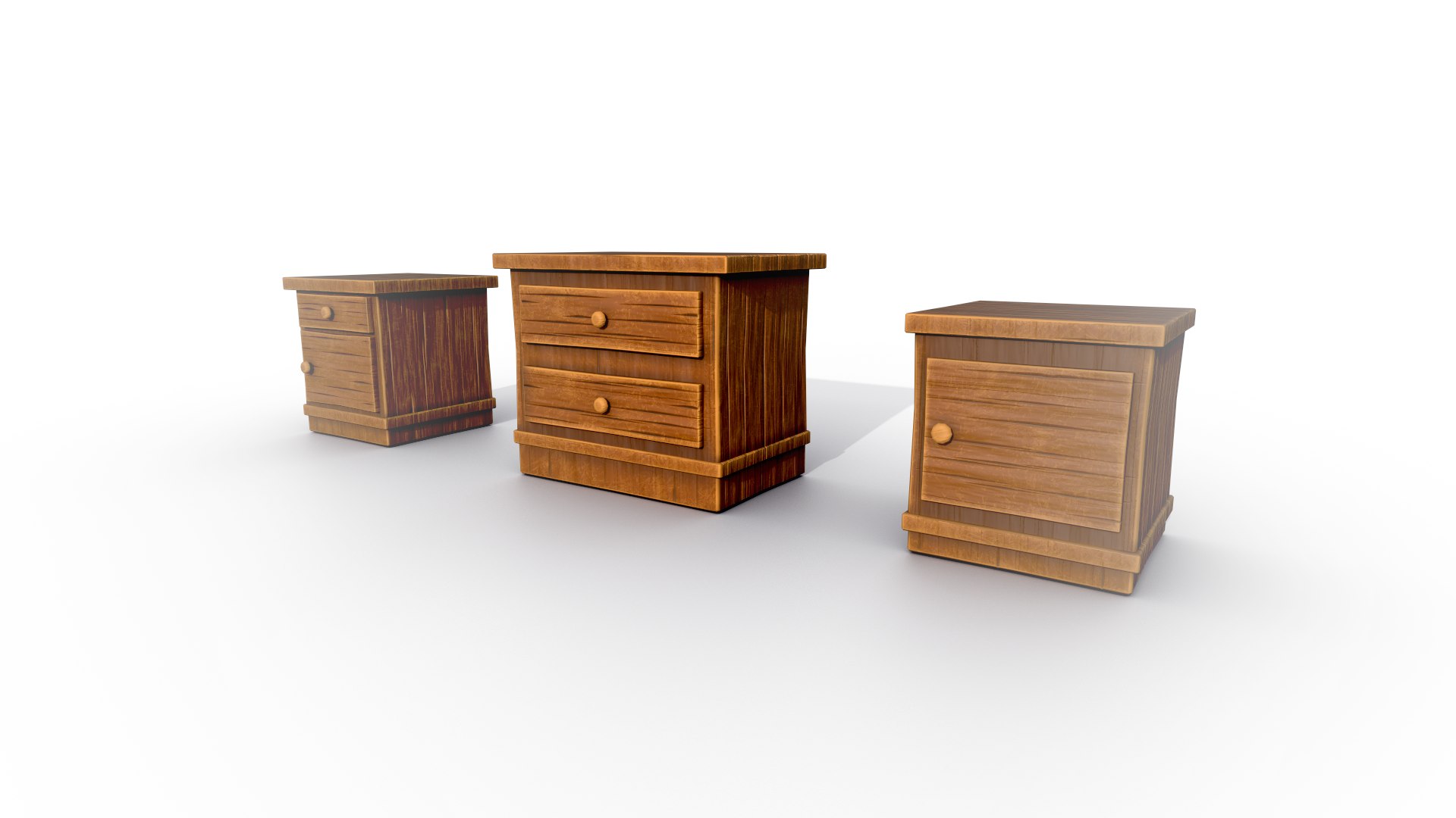 3D Model Stylized Furniture Bedside Tables PBR Game Ready Low-poly 3D ...