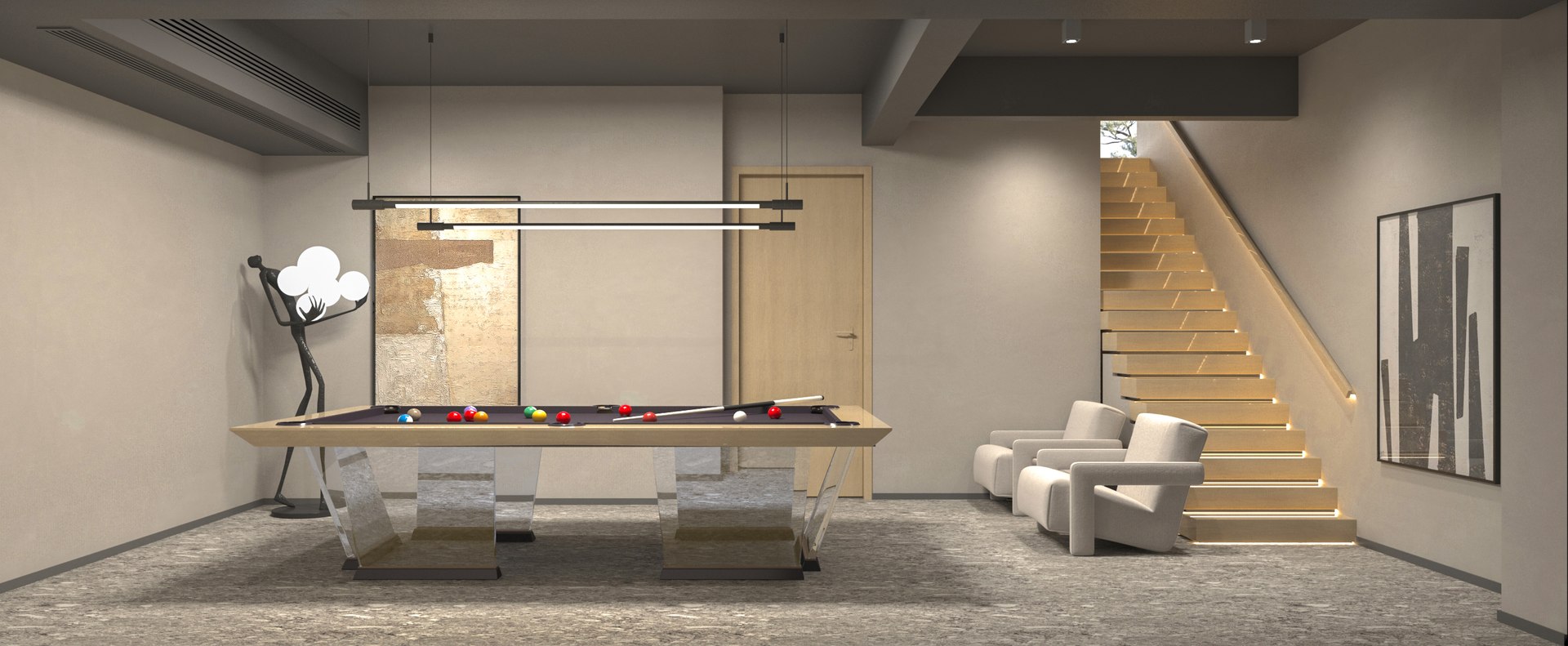 Pool Table Scene 3D Model - TurboSquid 1783903