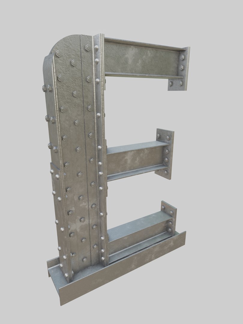 Steel Construction Font - Letter E 3D Model - TurboSquid 1894704