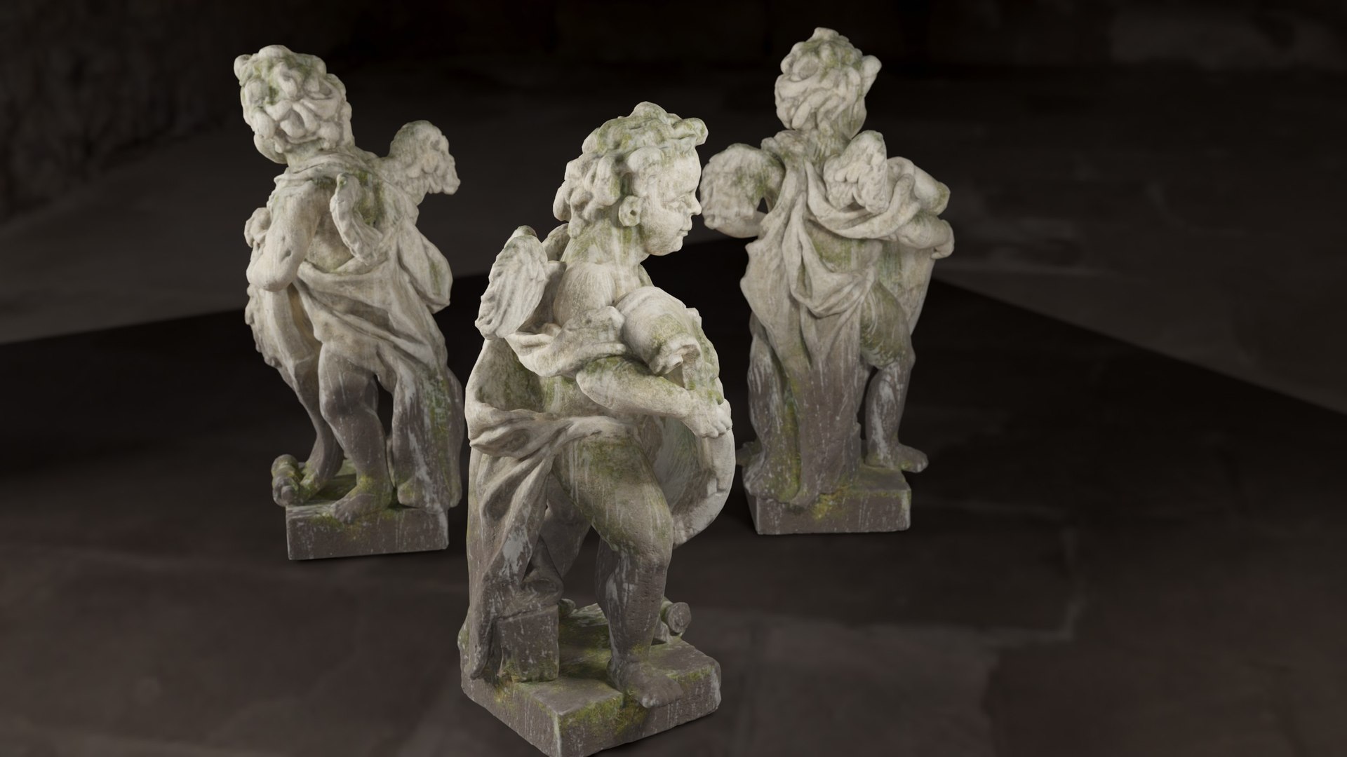 3D Two baroque statues of angelics - TurboSquid 2135628