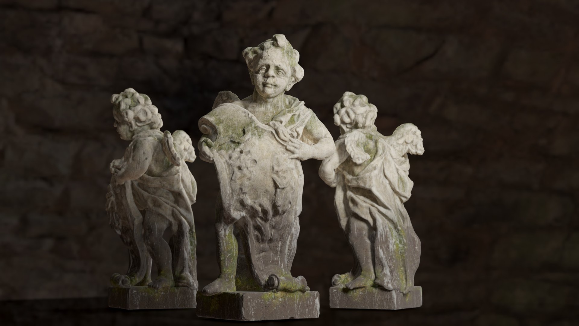 3D Two Baroque Statues Of Angelics - TurboSquid 2135628