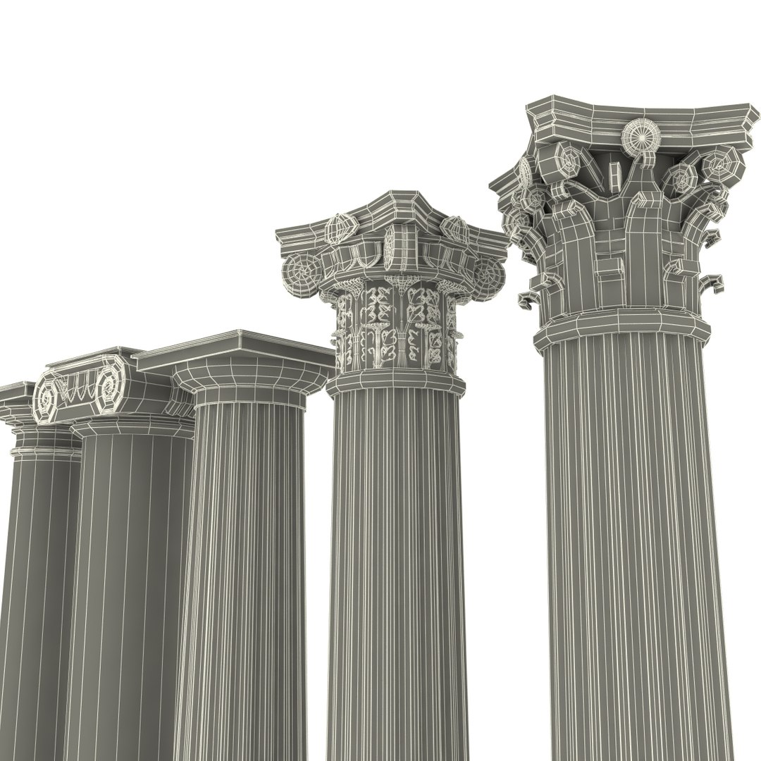columns set composite 3d model