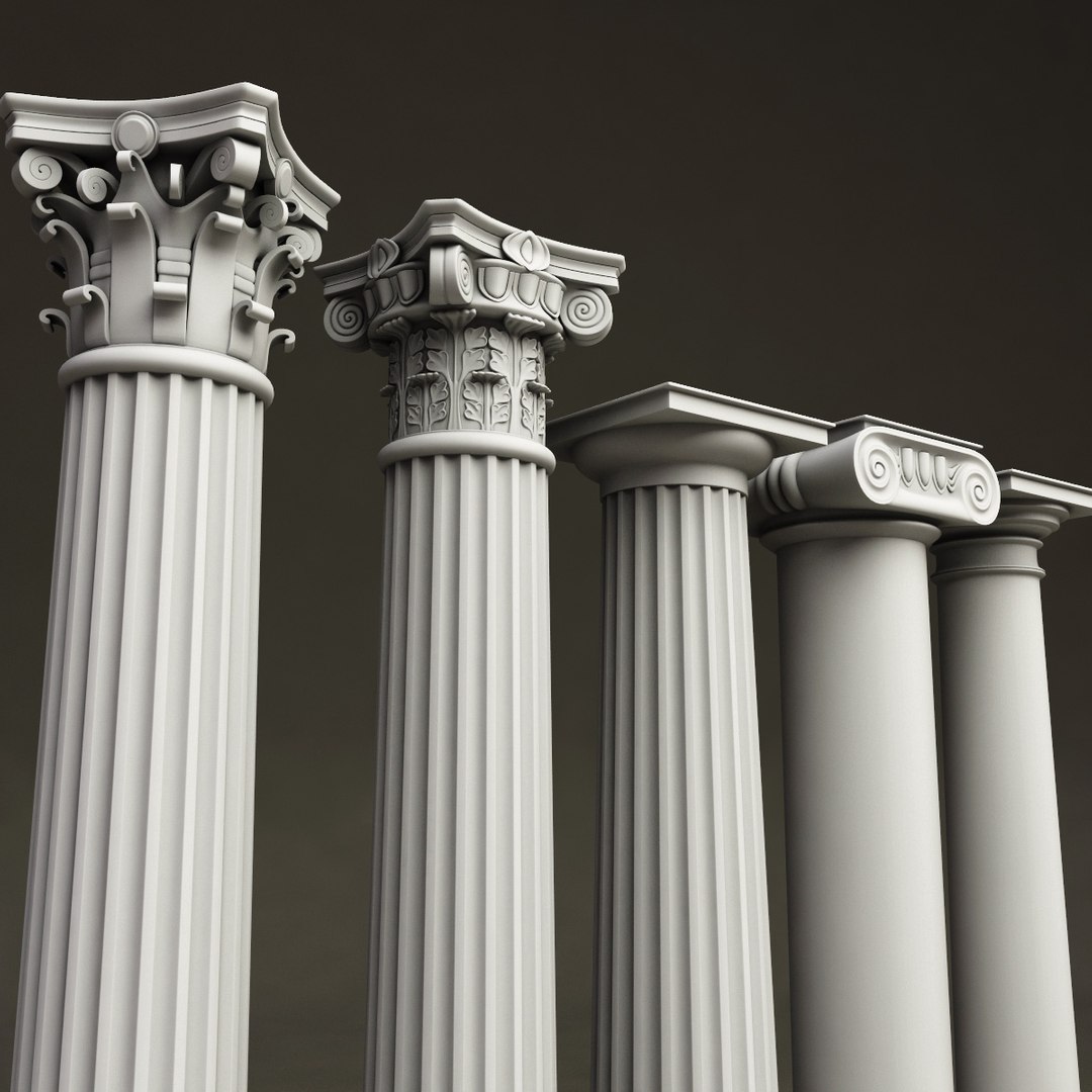 columns set composite 3d model