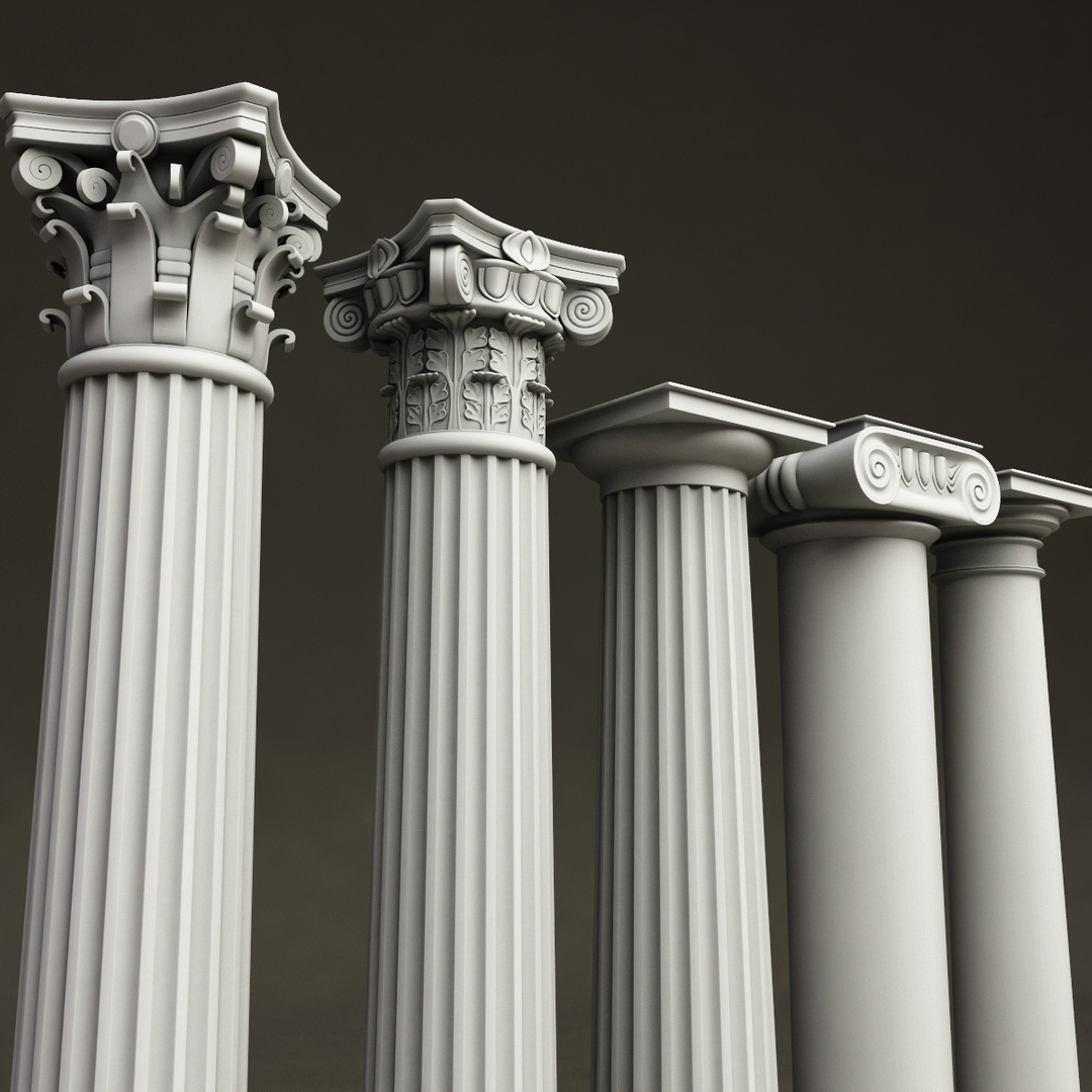 columns set composite 3d model