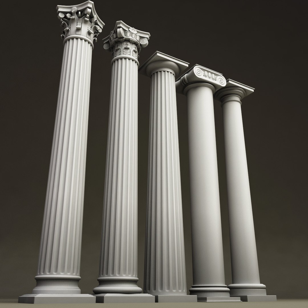 columns set composite 3d model