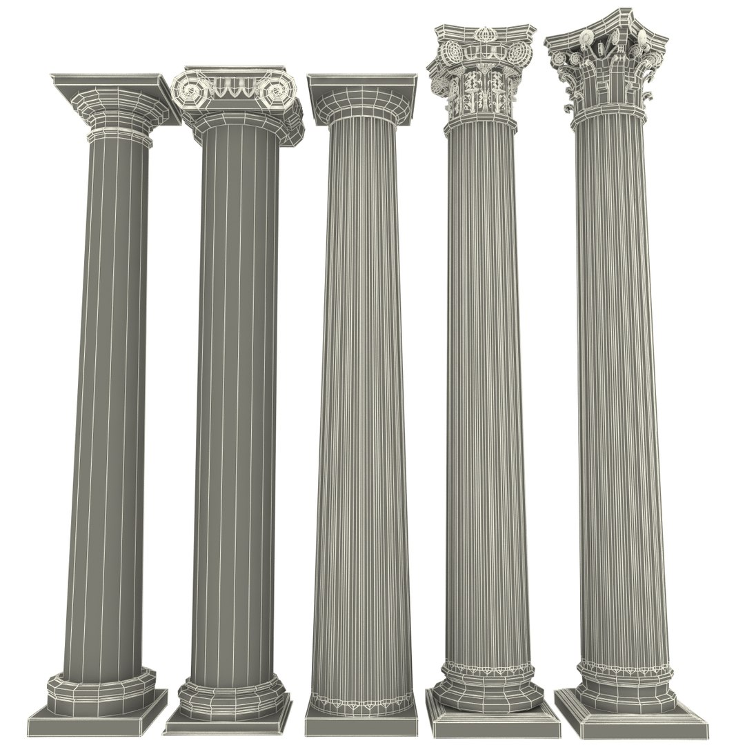 columns set composite 3d model