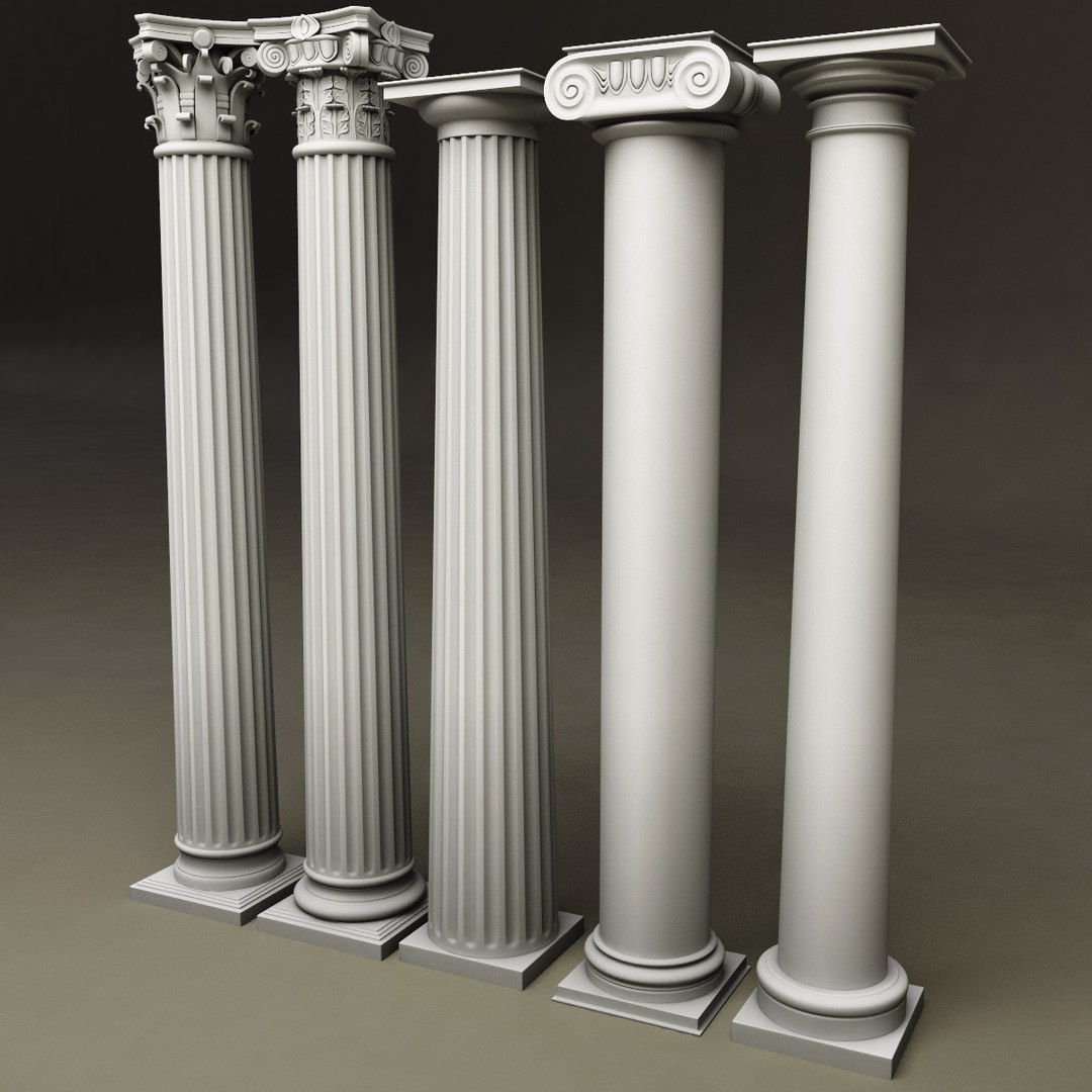 columns set composite 3d model