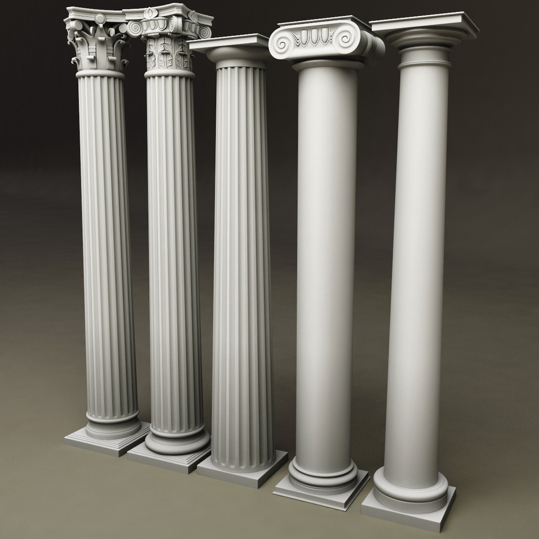 columns set composite 3d model