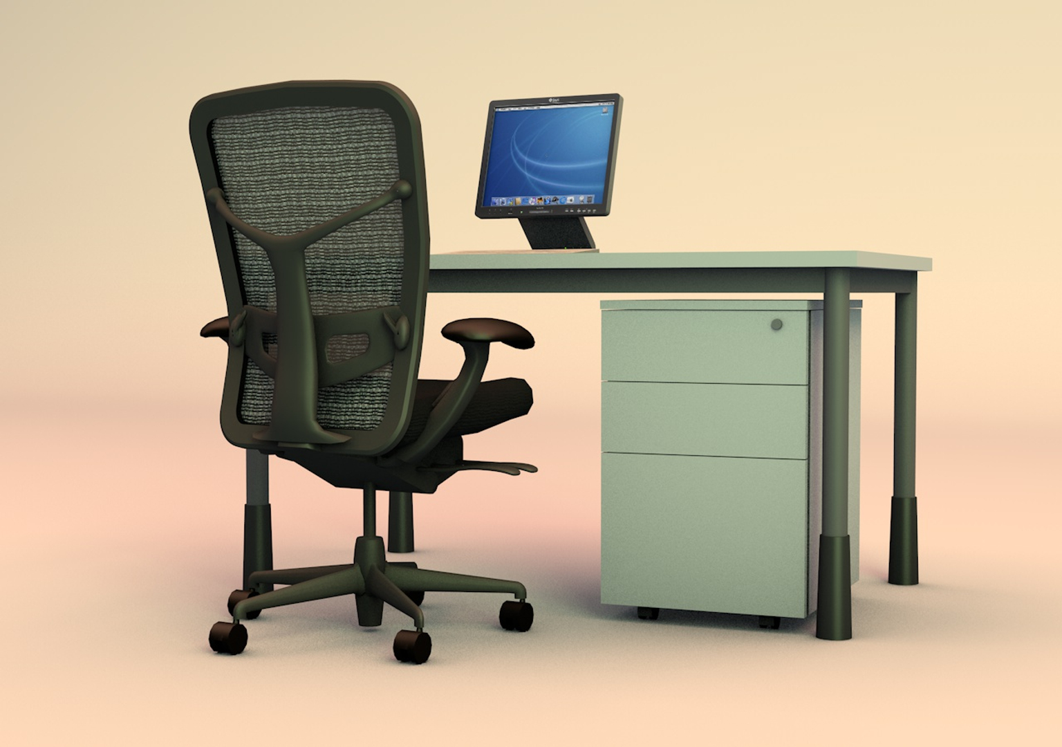 office workstation 3d c4d