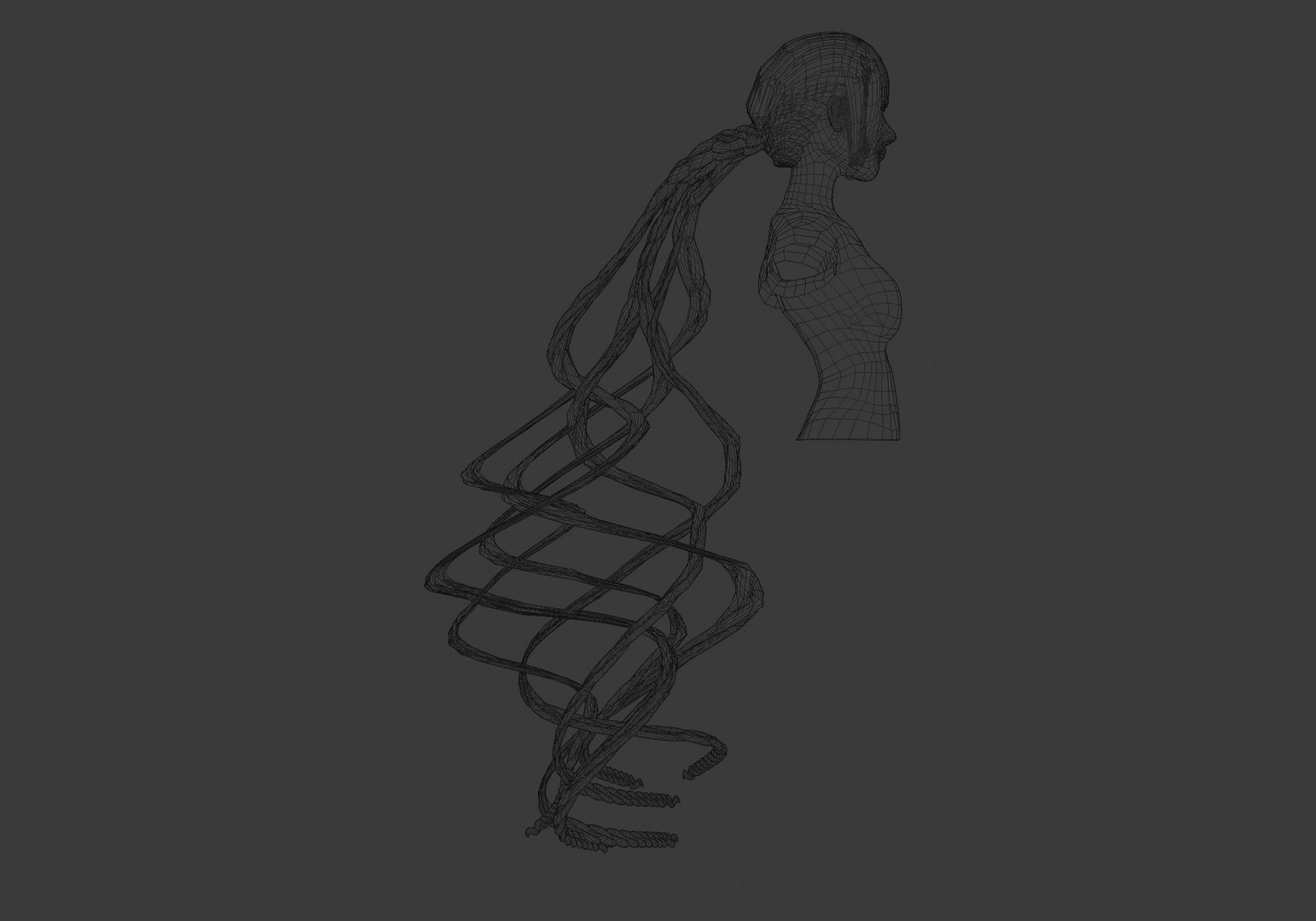 Ponytail Female Hair Model - TurboSquid 1944528