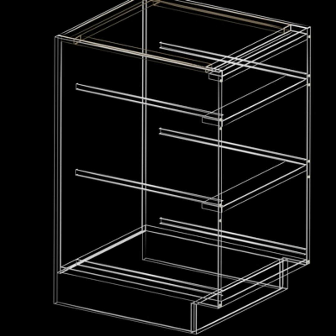3d 21 Inch 3-drawer Kitchen Cabinet Model