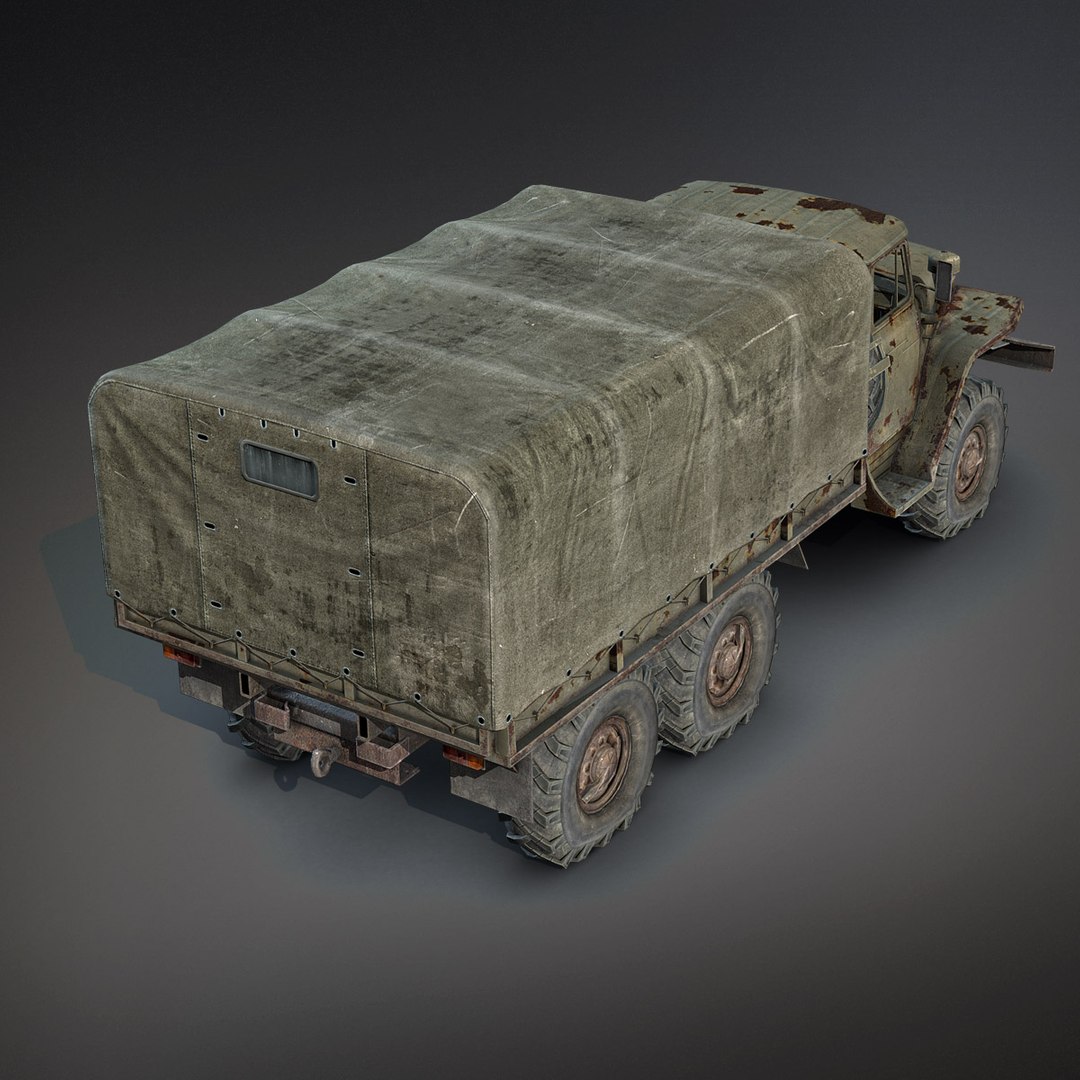 Low-poly Rusty Flatbed Truck Obj