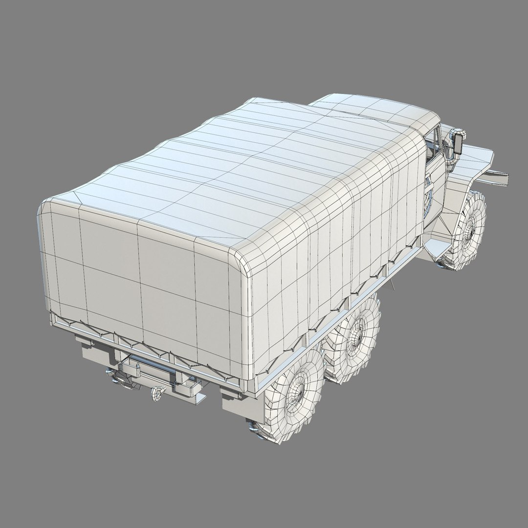 Low-poly Rusty Flatbed Truck Obj