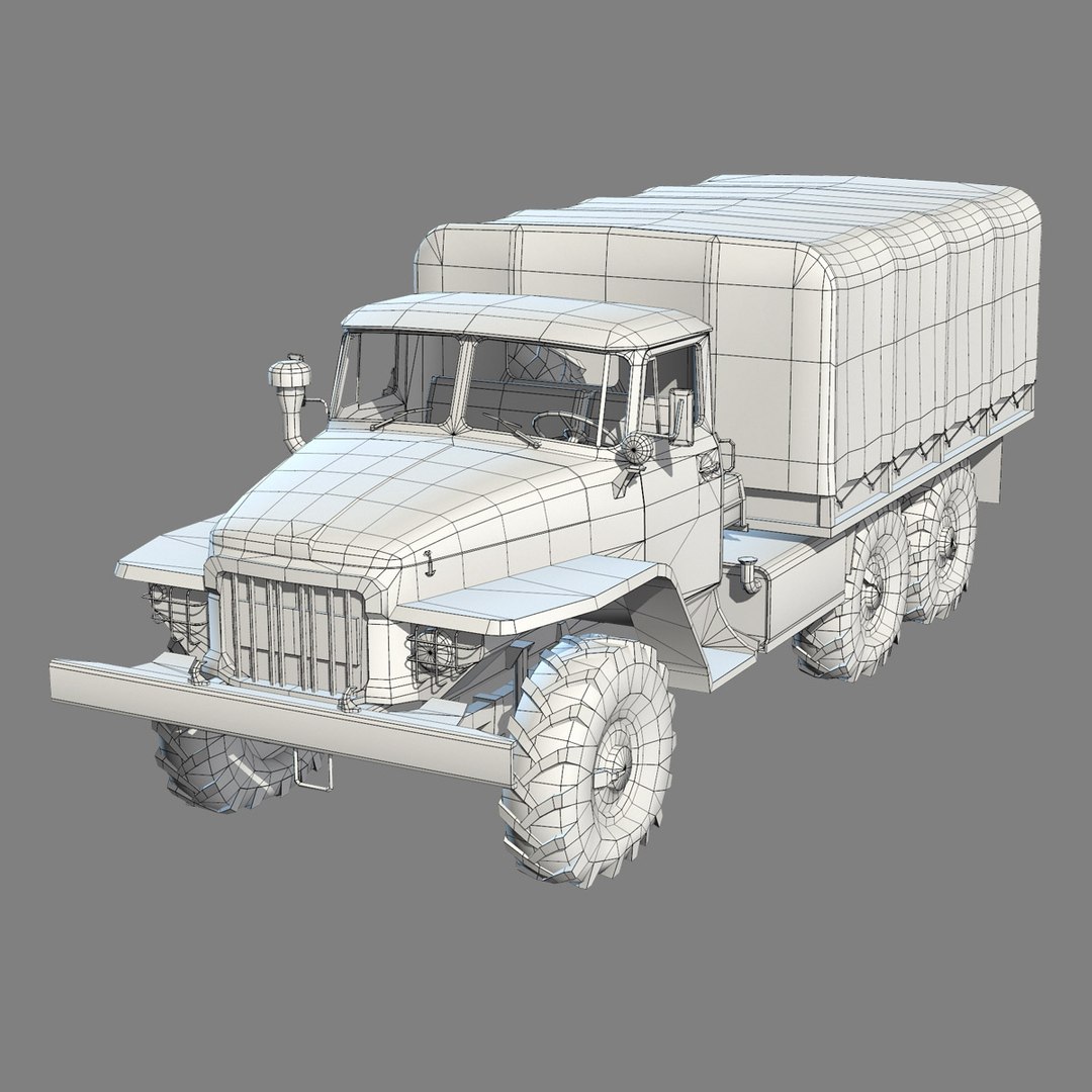 Low-poly Rusty Flatbed Truck Obj