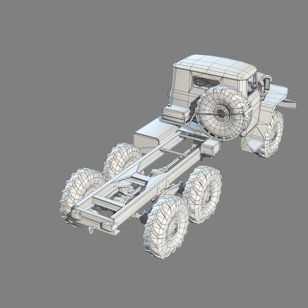 Low-poly Rusty Flatbed Truck Obj