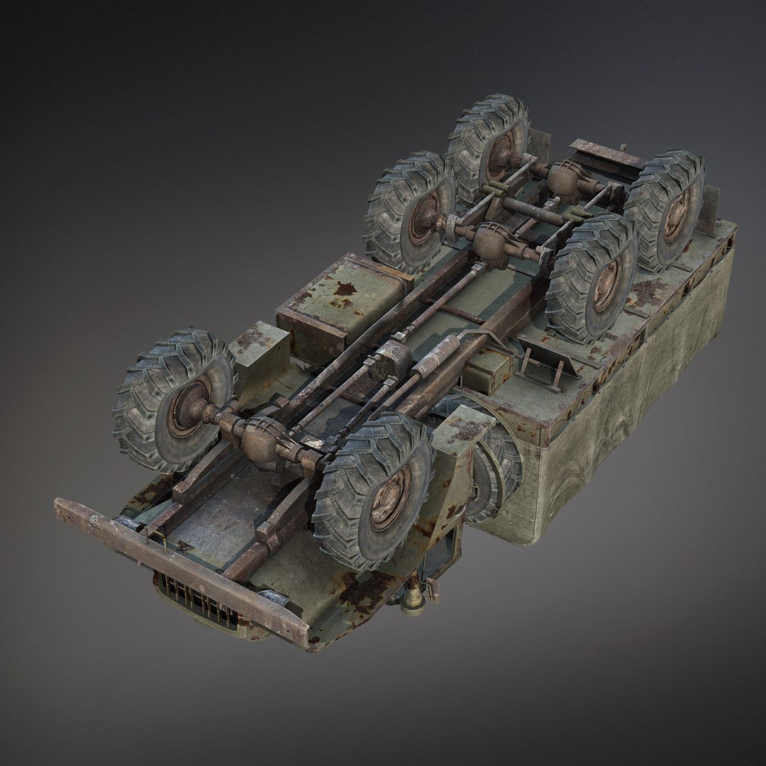 Low-poly Rusty Flatbed Truck Obj