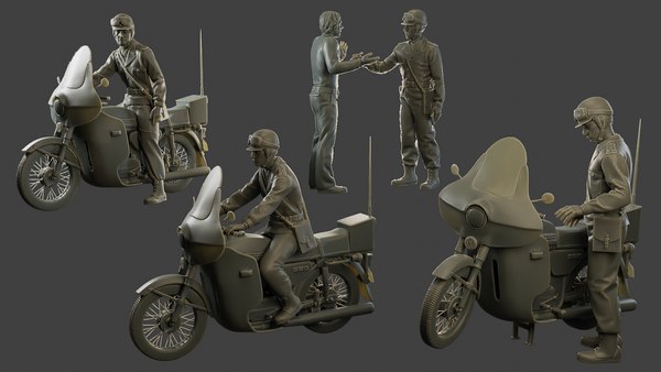 modelo 3d CzechSlovak Communist police Motorcycle CCPM1 Pack1 ...