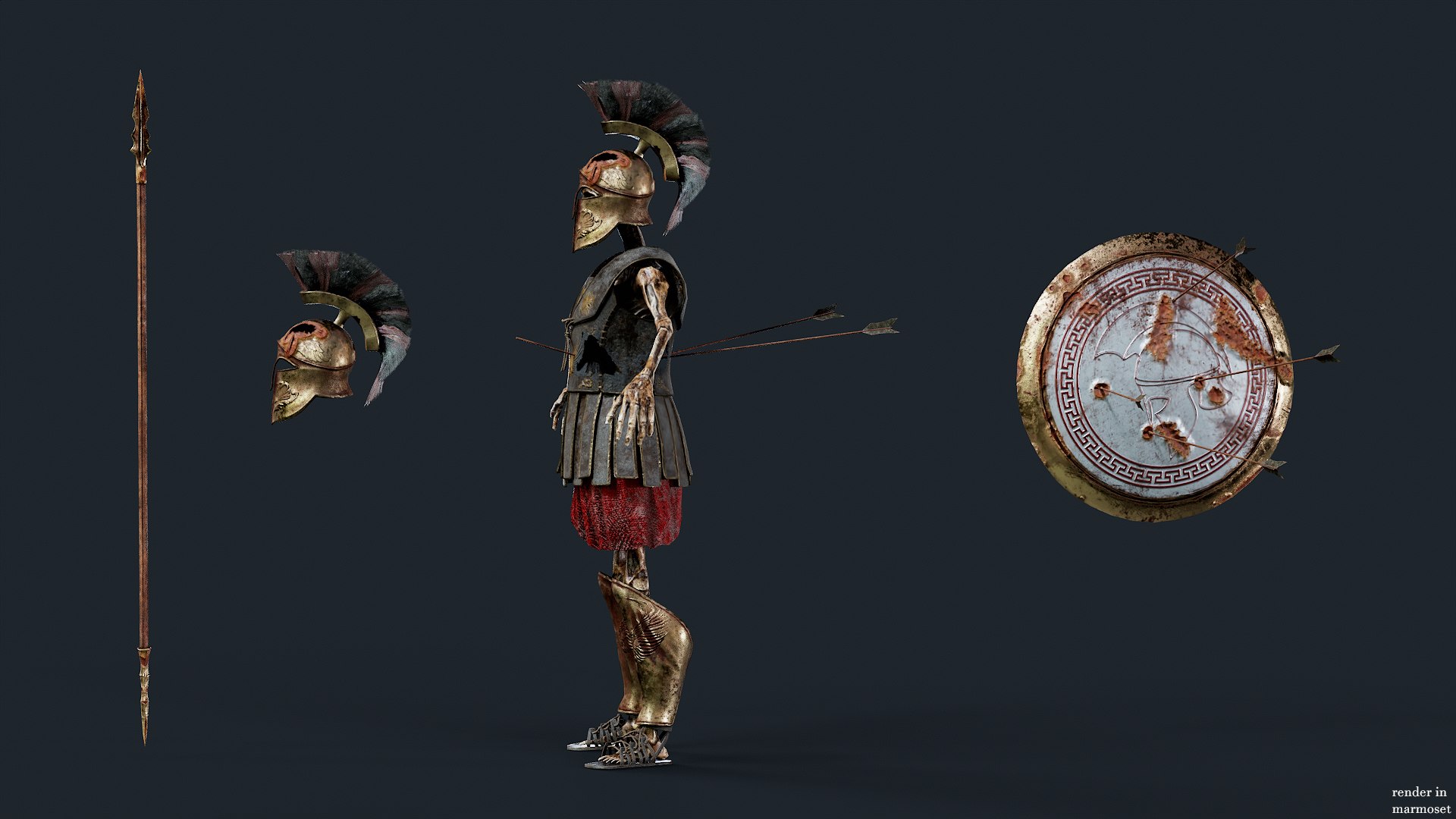 SKELETON SPARTAN HOPLITE 3D Model - TurboSquid 2404438