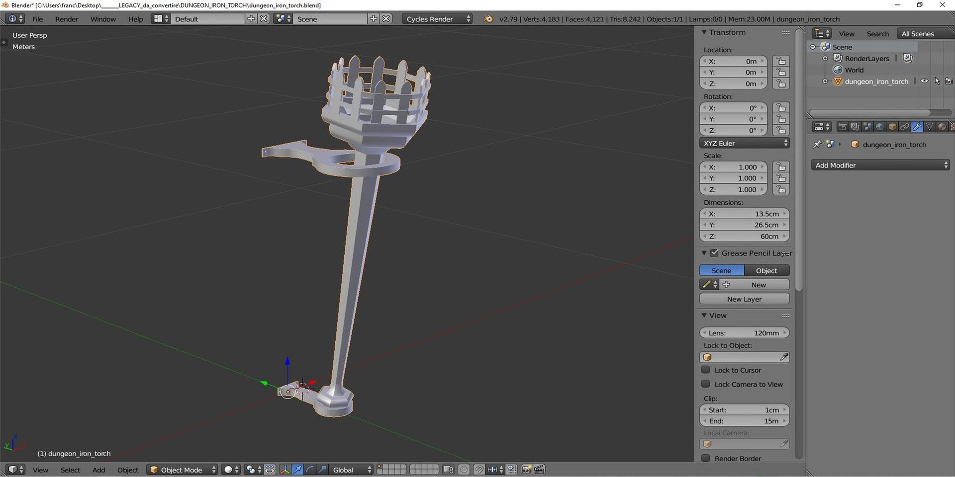 Dungeon Medieval Iron Torch Max