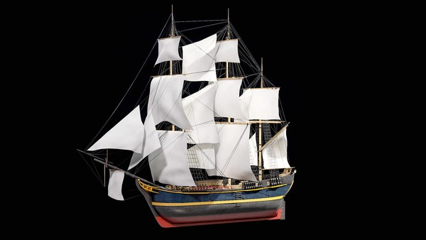 modelo 3d Full-Rigged Merchant Sailing Ship Modular Asset PBR ...