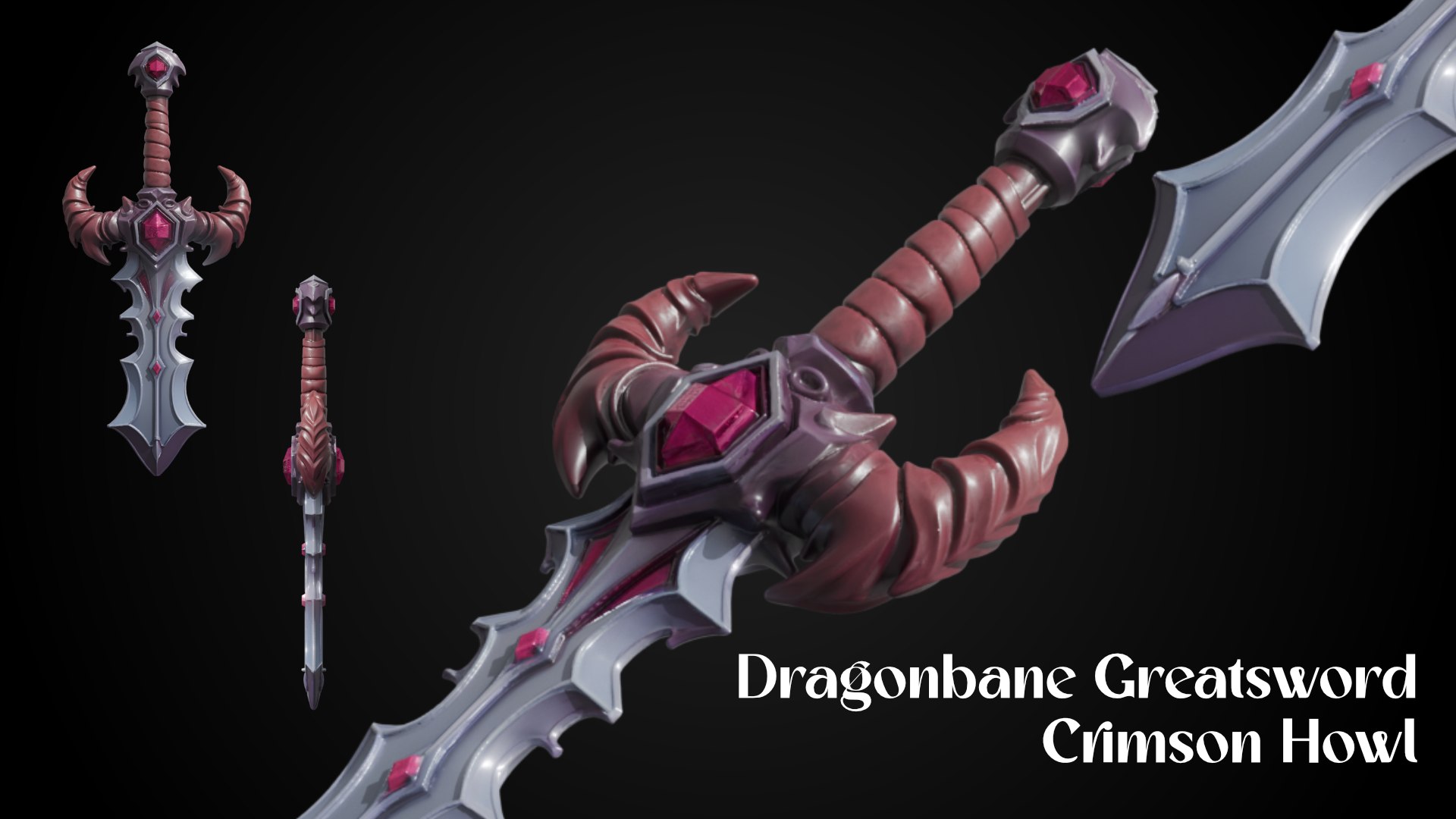 3D Stylized Fantasy Sword - Dragonbane Greatsword - Crimson Howl ...