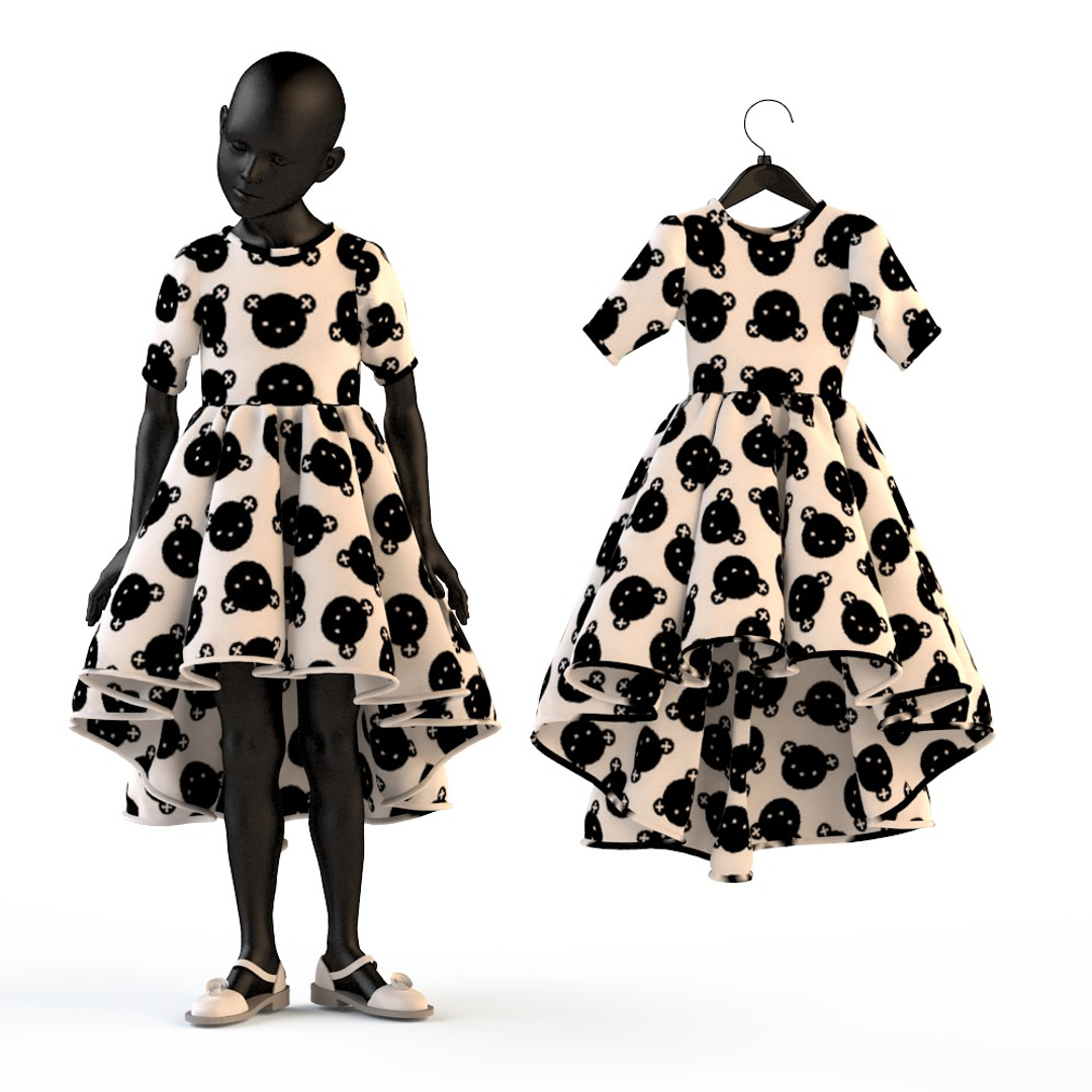 3d model of fashion baby child dressed