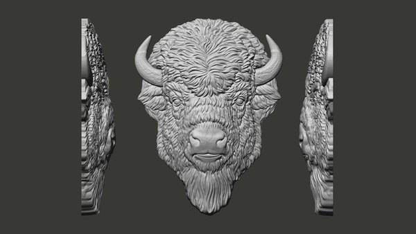 modelo 3d Bison Face Bas-relief Animal Sculpture - TurboSquid 1913777