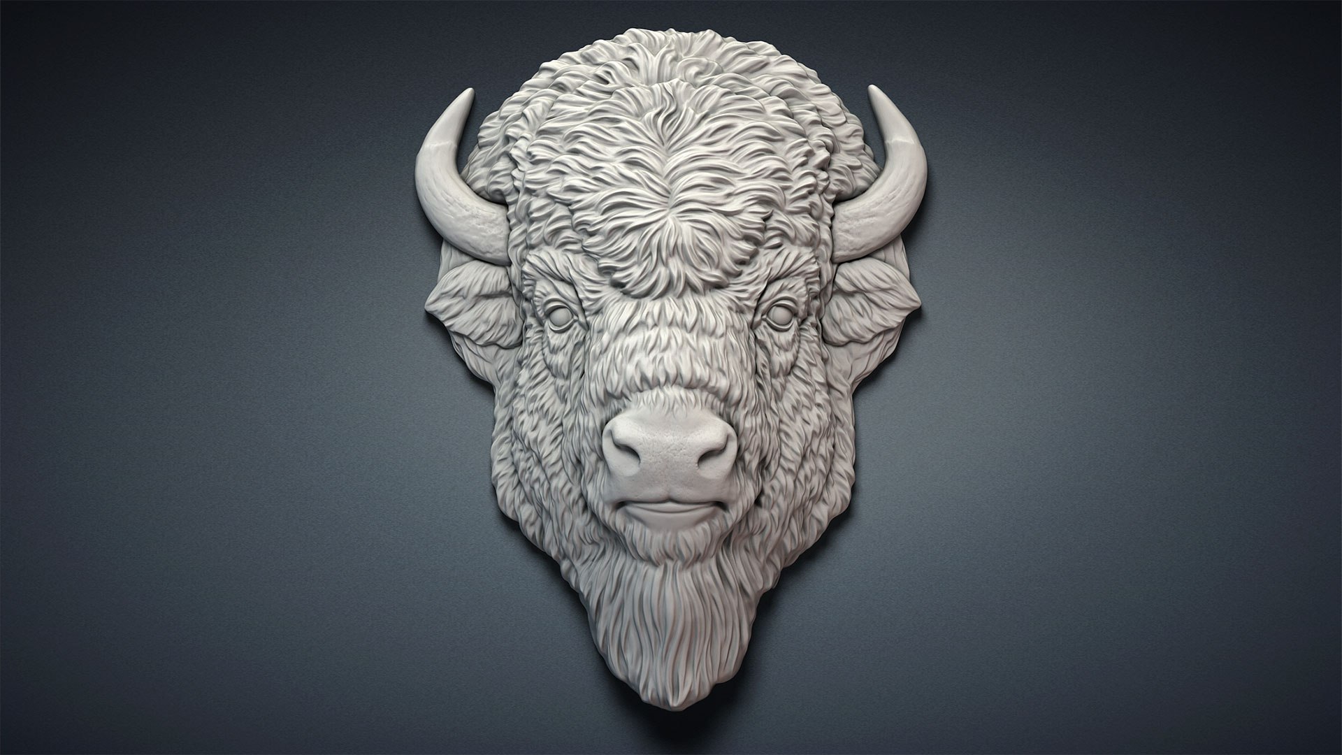 Bison Face Bas-relief Animal Sculpture 3D Model - TurboSquid 1913777