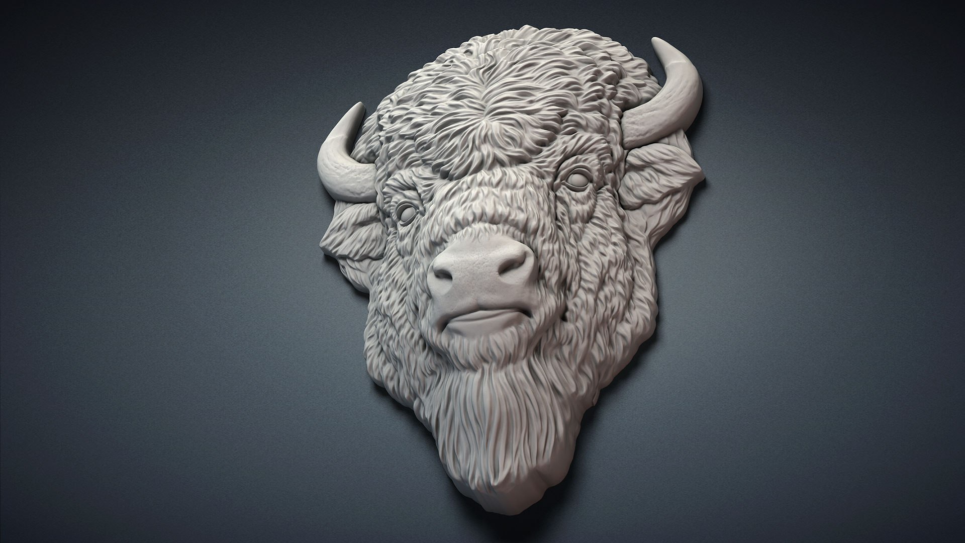 Bison Face Bas-relief Animal Sculpture 3D Model - TurboSquid 1913777