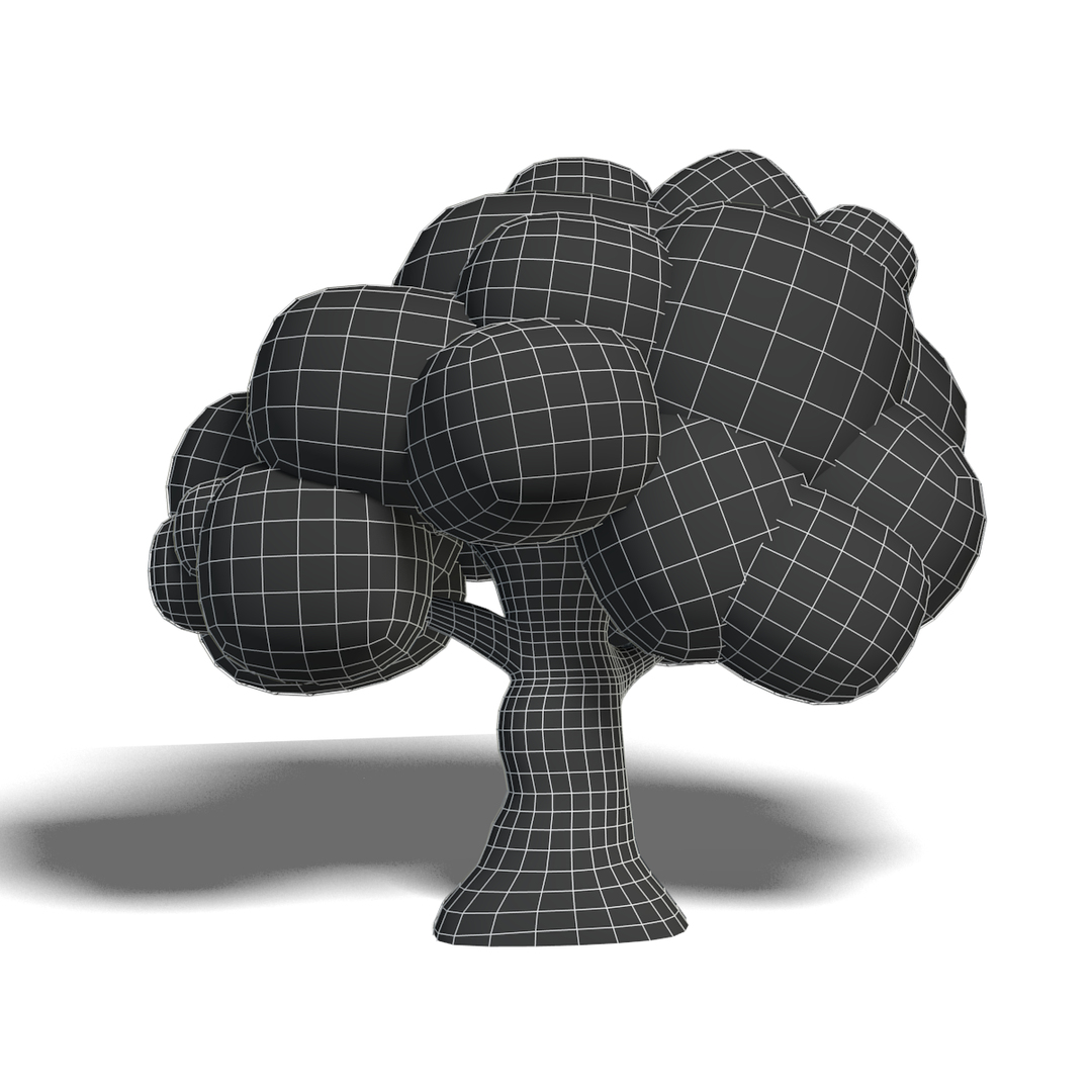 cartoon cars trees house 3d model