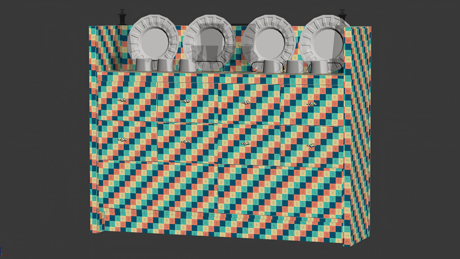 Mira Restaurant Cabinet With Dishes V3 By Bpoint Design 3D Model ...