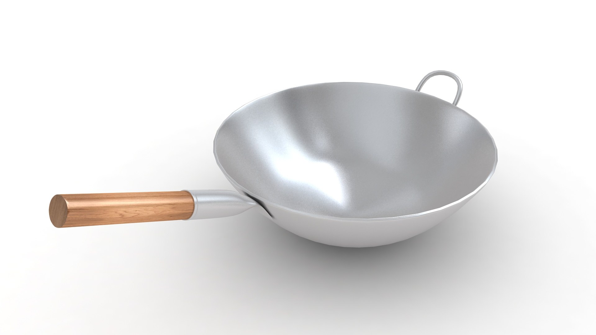 Silver Wok With Wooden Handle 3D Model - TurboSquid 1998004