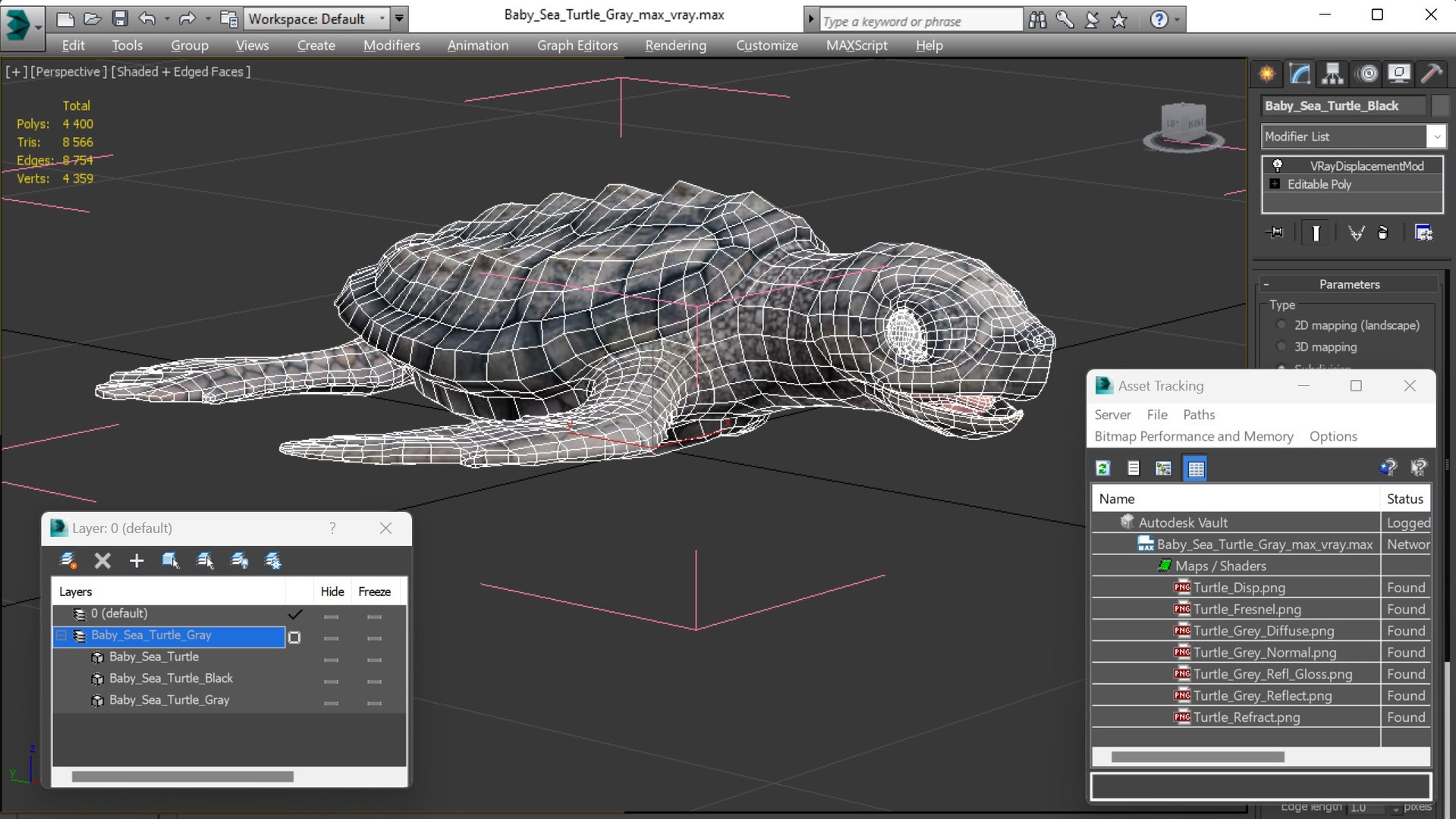 Baby Sea Turtle Gray 3D Model - TurboSquid 2202038