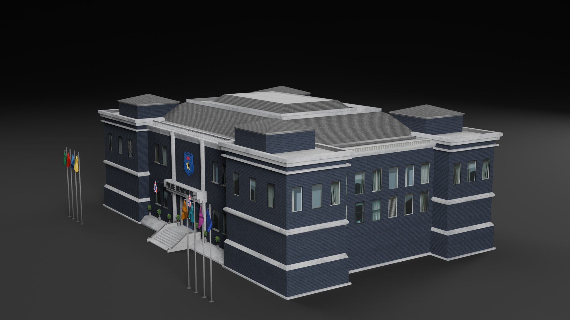 Low Poly Police Station 3D Model - TurboSquid 2344278
