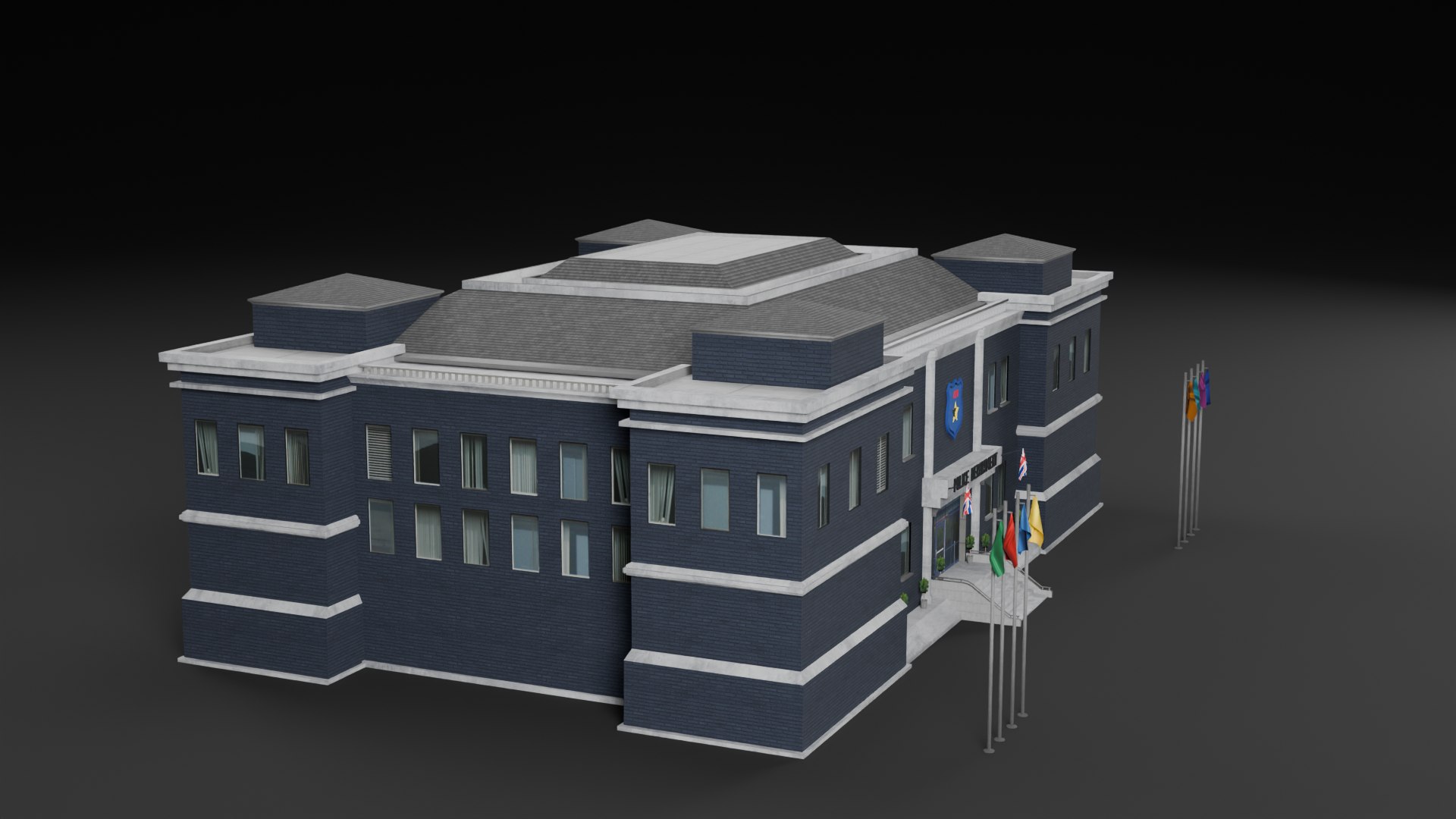 Low Poly Police Station 3D Model - TurboSquid 2344278