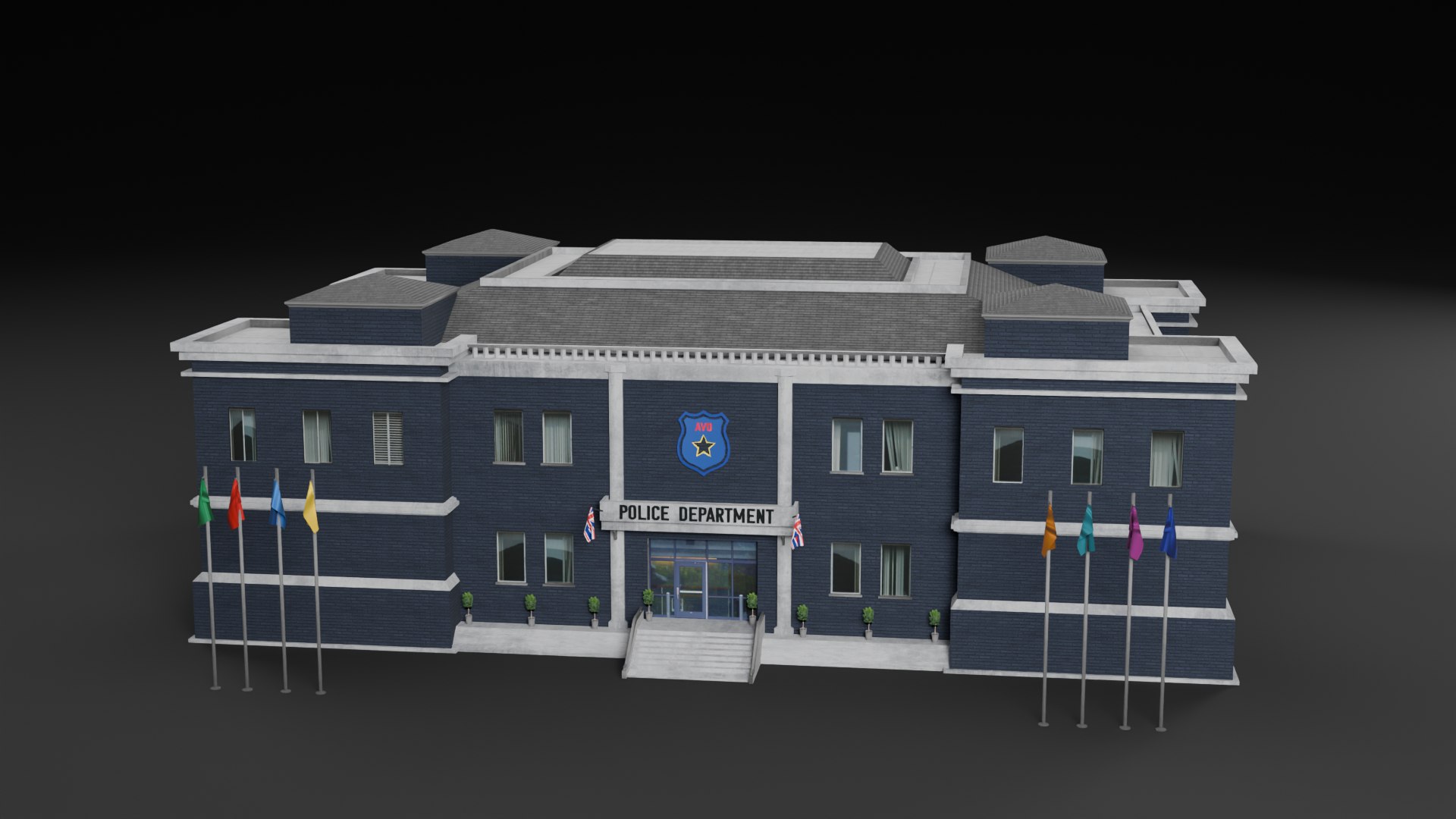 Low Poly Police Station 3D Model - TurboSquid 2344278