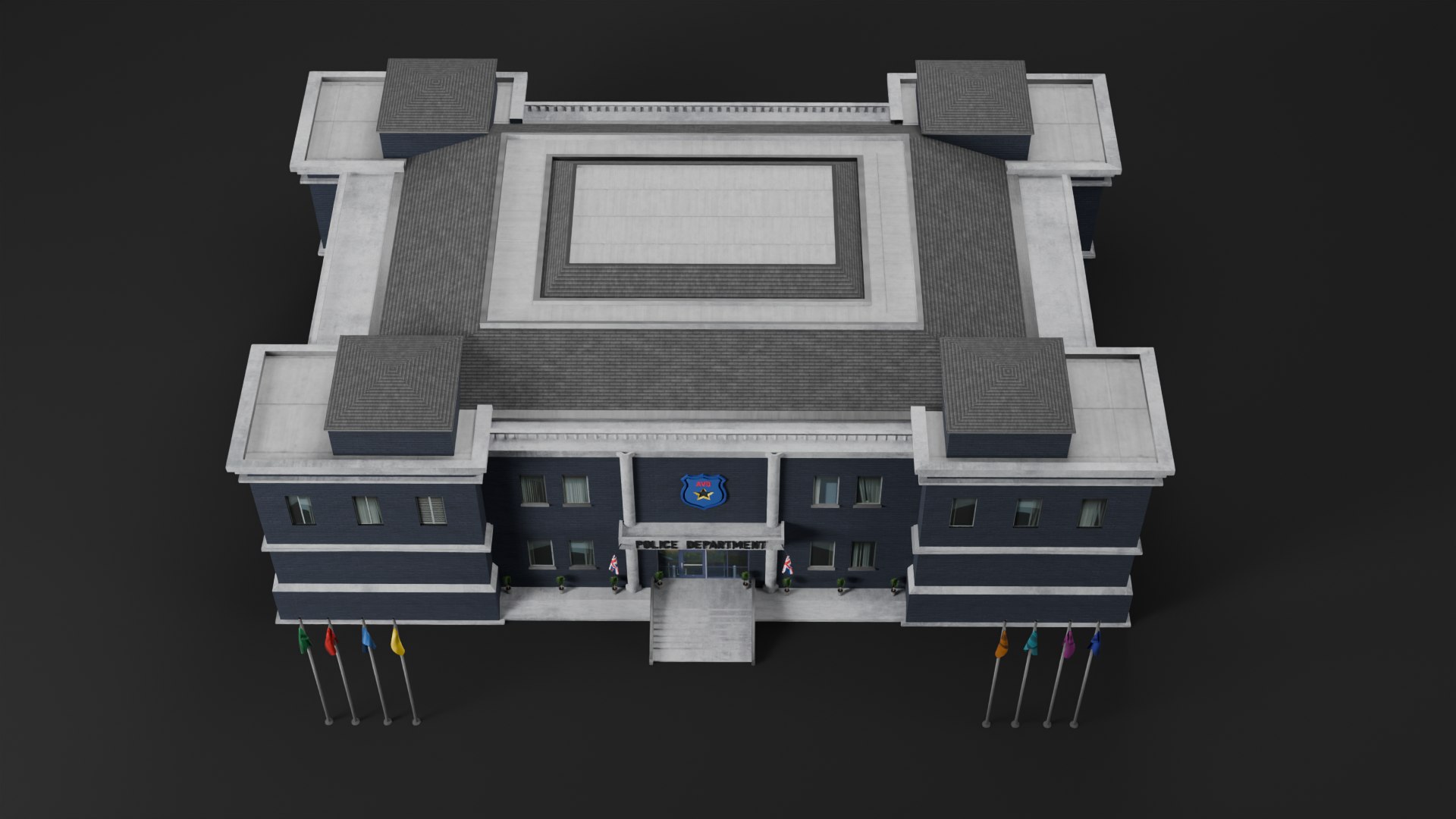 Low Poly Police Station 3D Model - TurboSquid 2344278