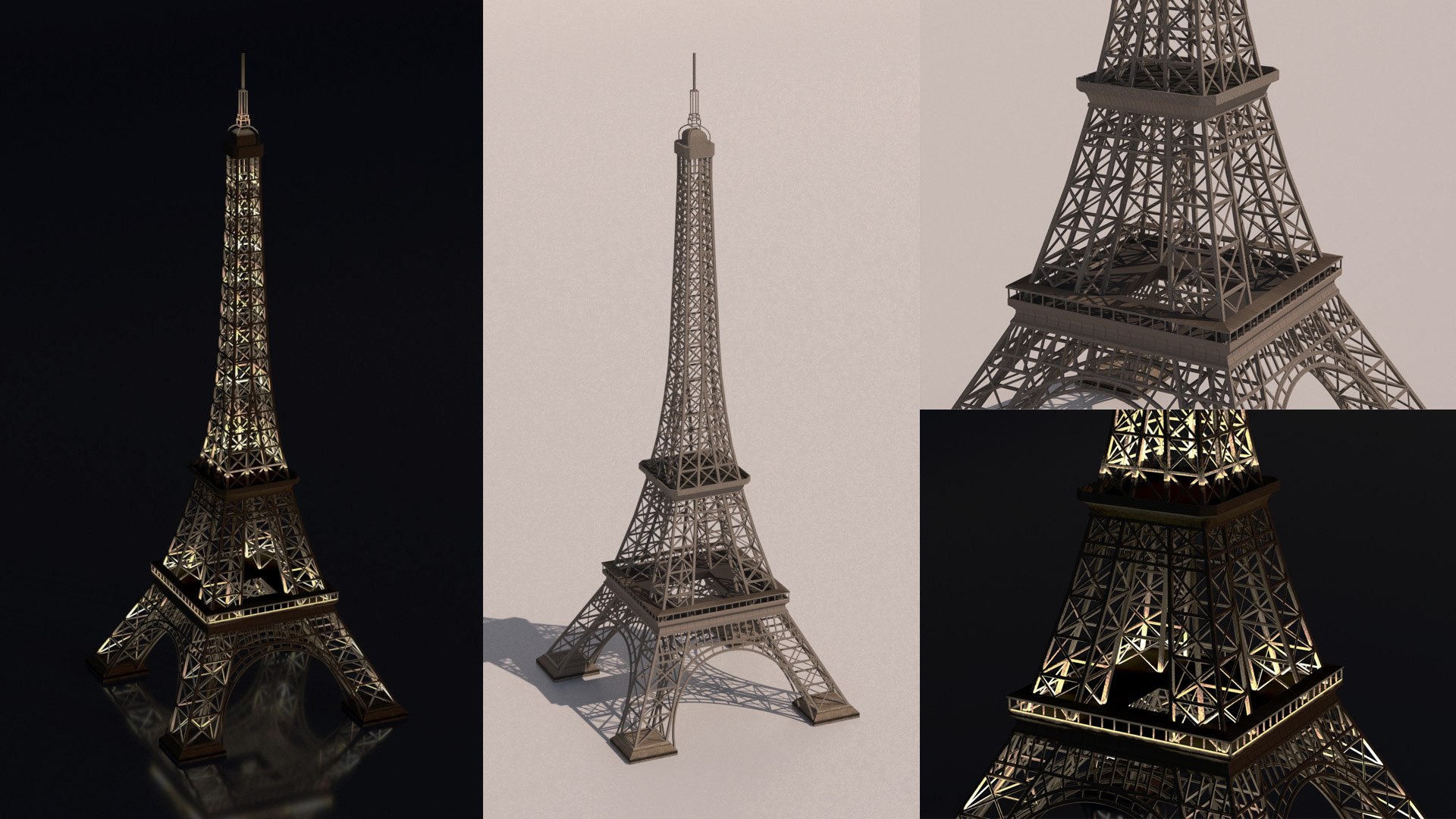 3D Model Eiffel Tower Day And Night - TurboSquid 2101418