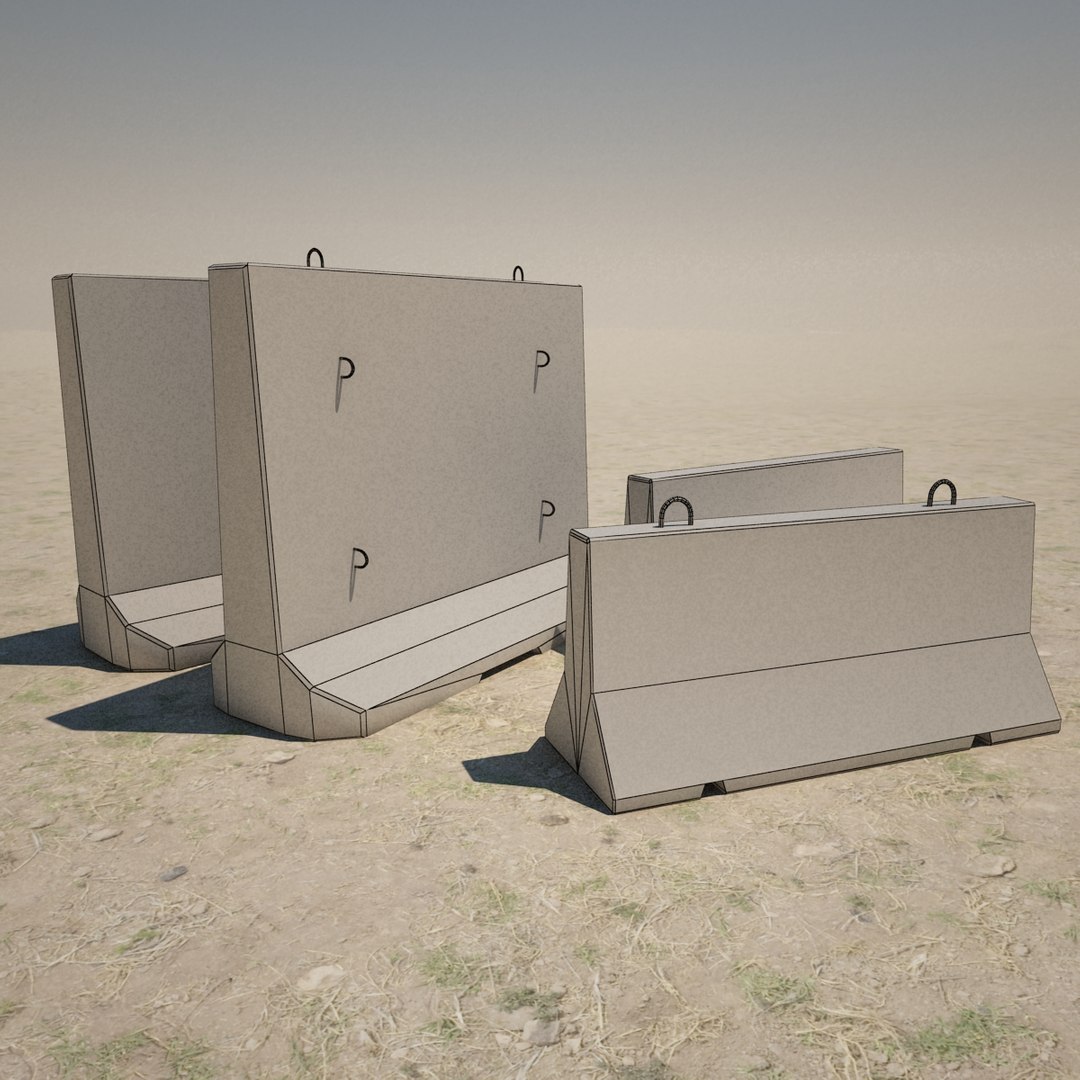 3d model concrete barricades