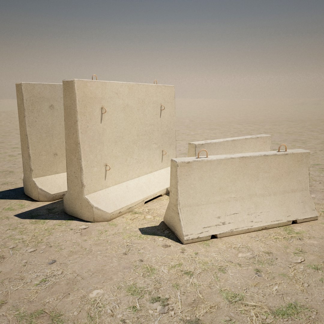 3d model concrete barricades