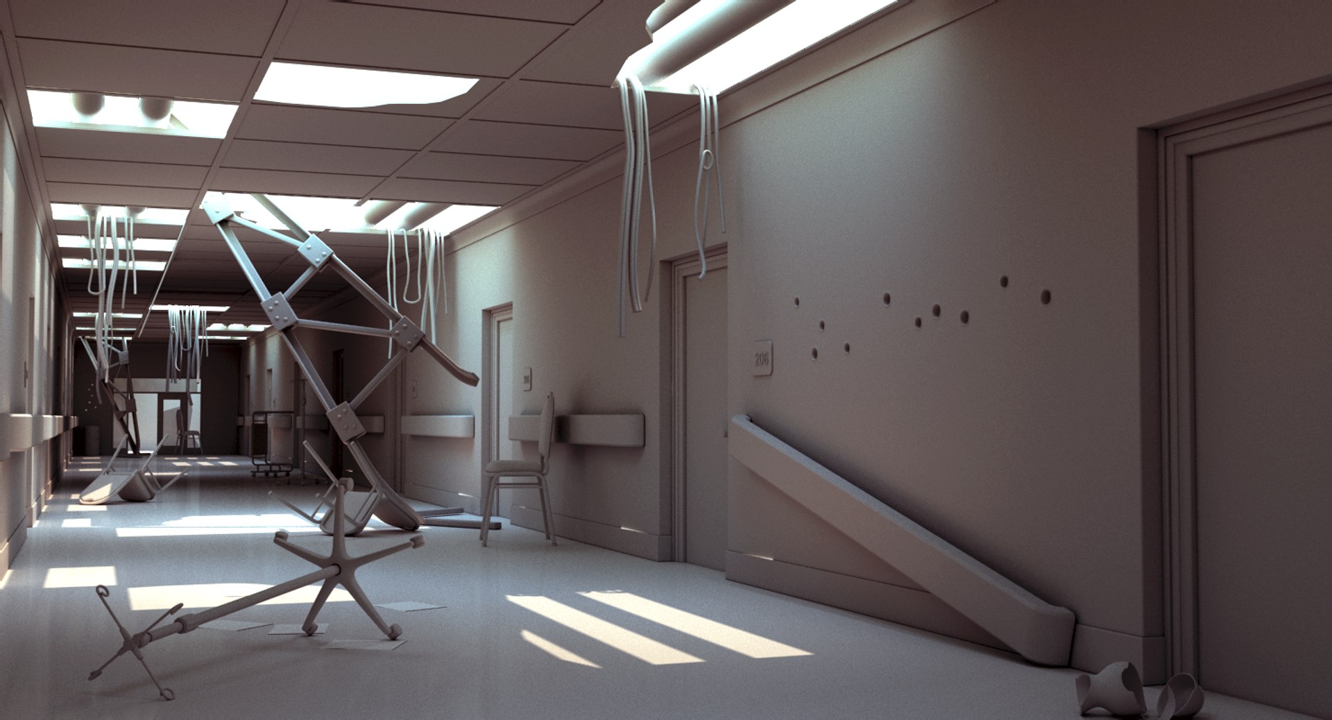 Damaged Hallway 3D Model - TurboSquid 1171399