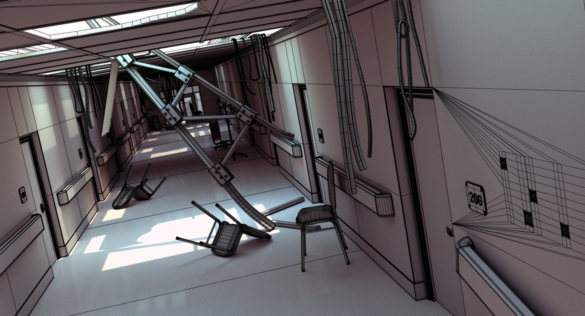 Damaged Hallway 3D Model - TurboSquid 1171399