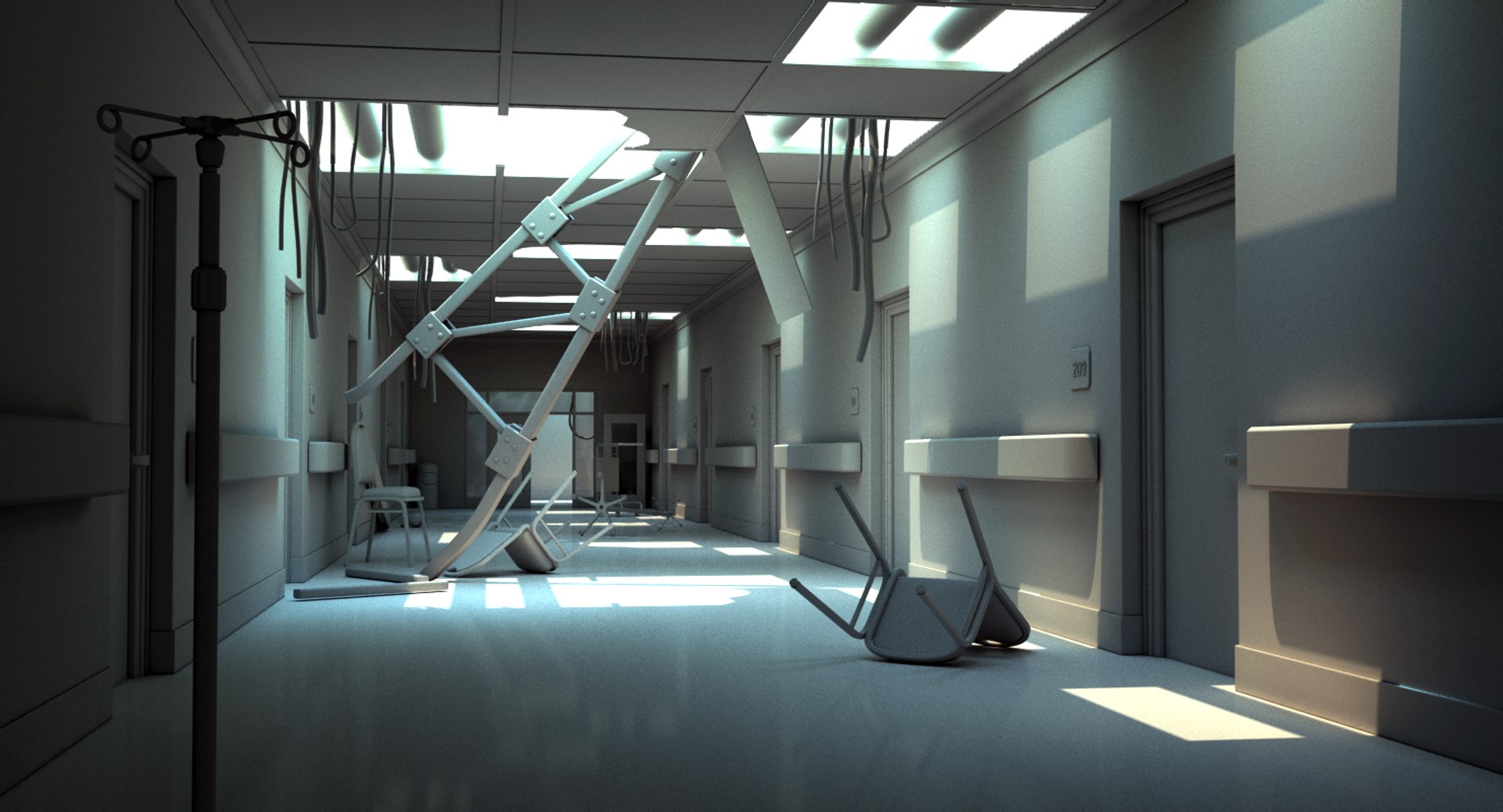 Damaged Hallway 3D Model - TurboSquid 1171399