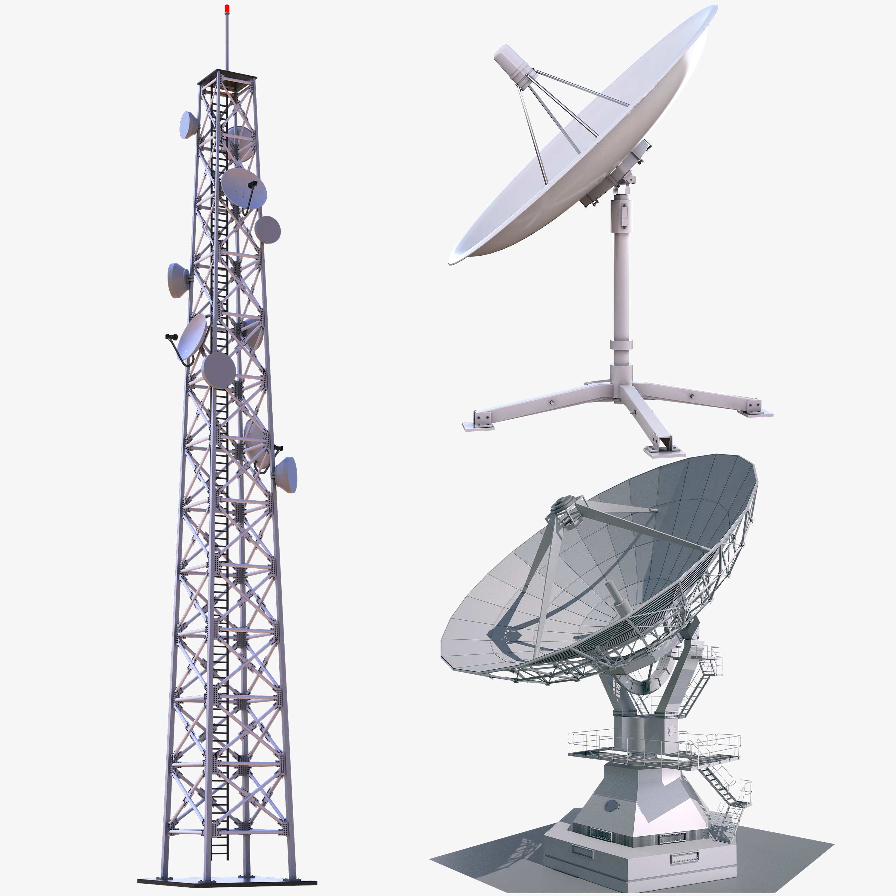 3D Satellite Dishes and Cellular Tower - TurboSquid 1815814