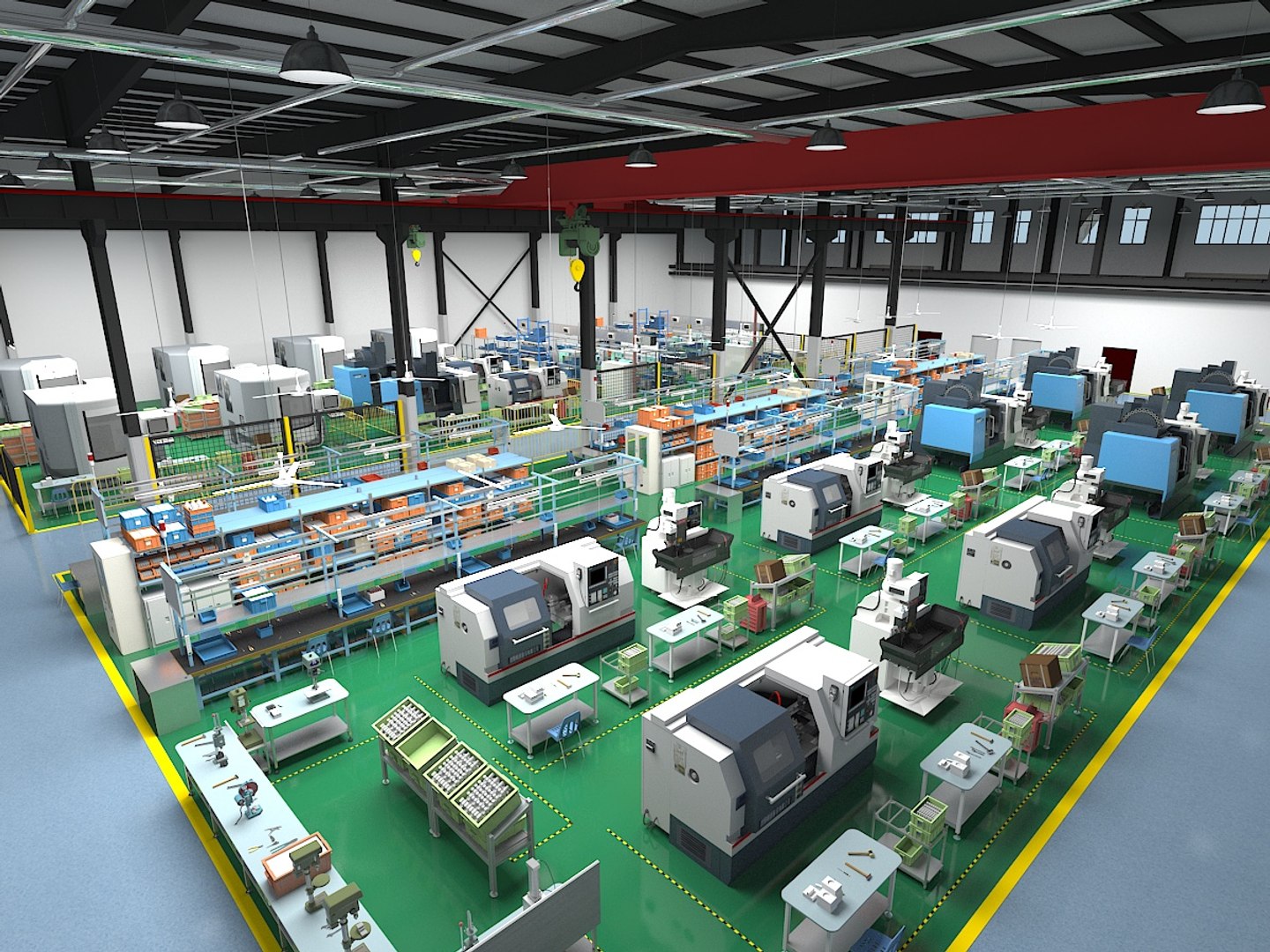 CNC Factory Interior Scene And Equipment 3D - TurboSquid 2081229