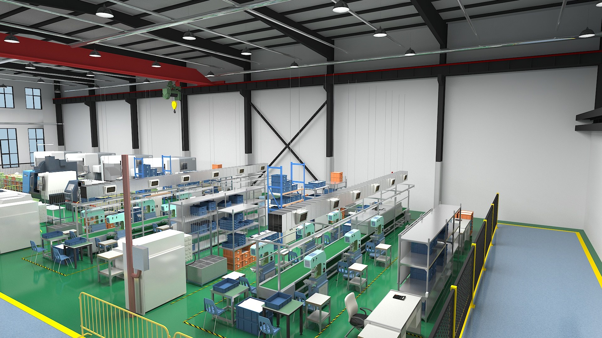 CNC Factory Interior Scene And Equipment 3D - TurboSquid 2081229