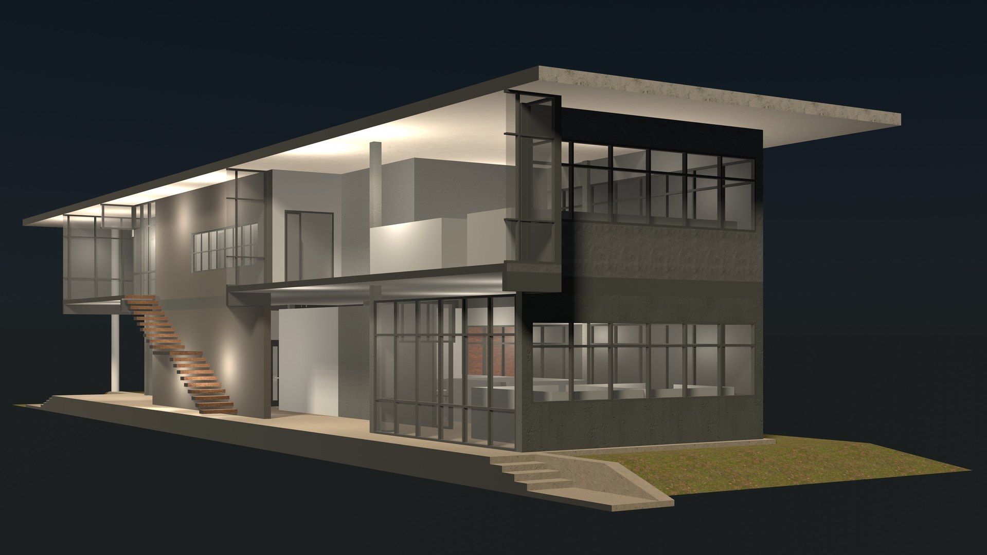 Office In Section Cut 25-11 3D Model - TurboSquid 2347809