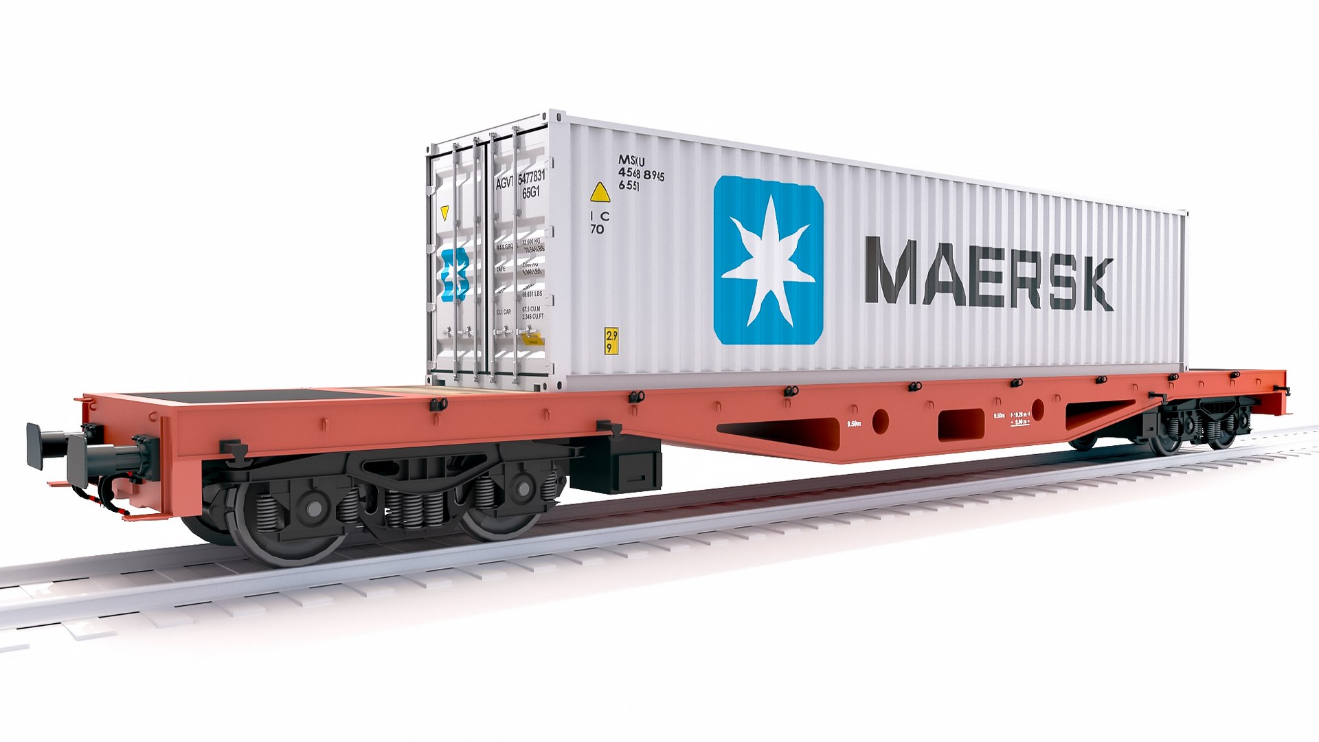 Flat Rail Car Maersk 3D Model - TurboSquid 1636578