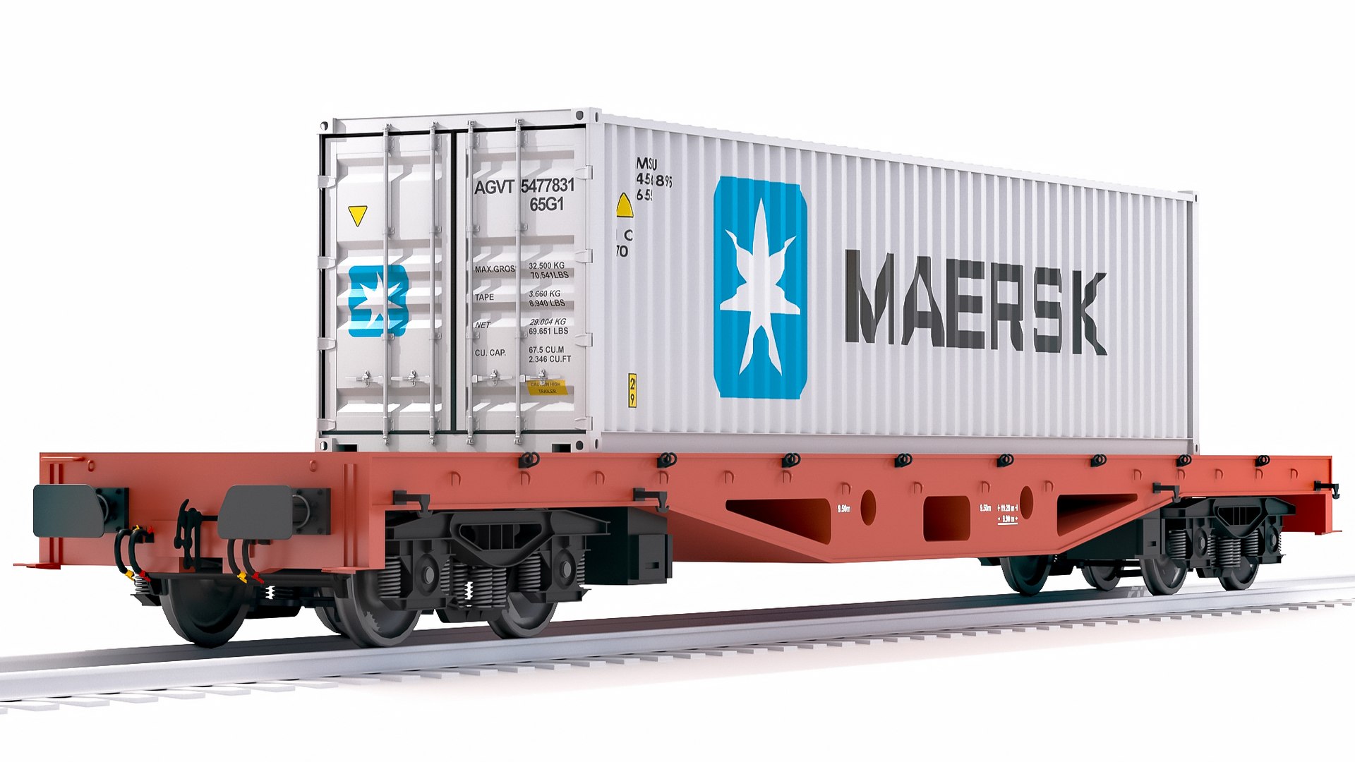 Flat Rail Car Maersk 3D Model - TurboSquid 1636578